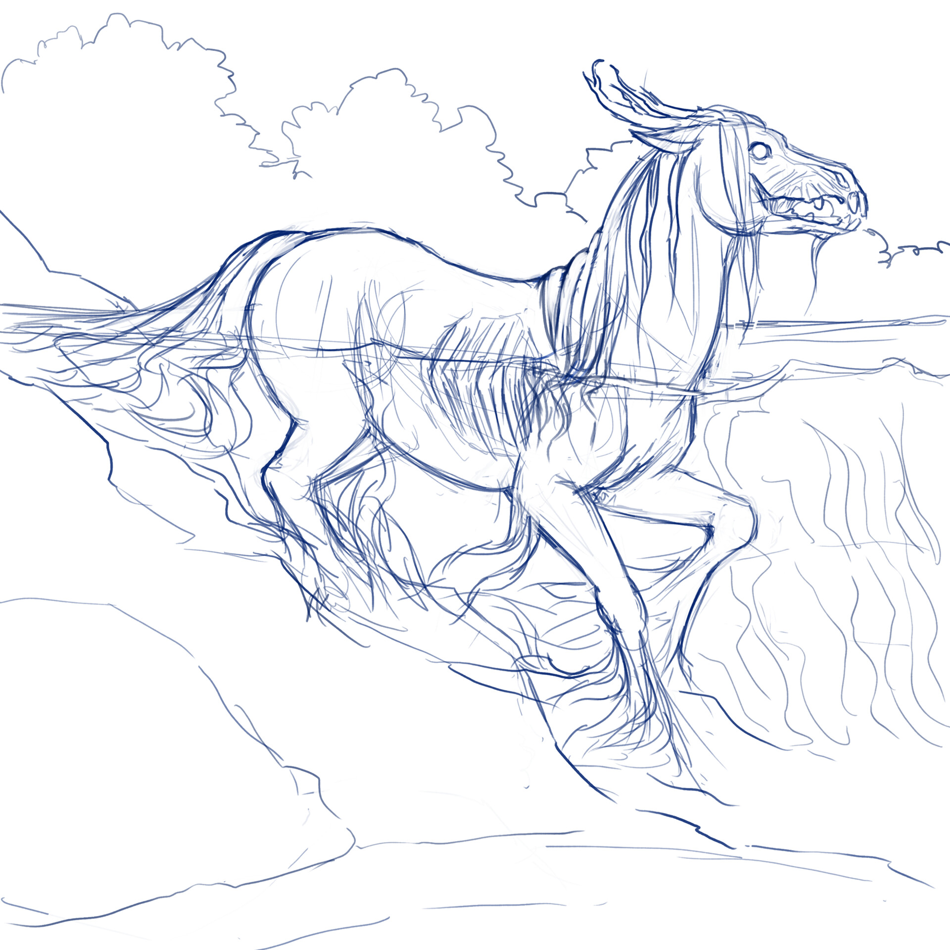 how to draw a kelpie horse