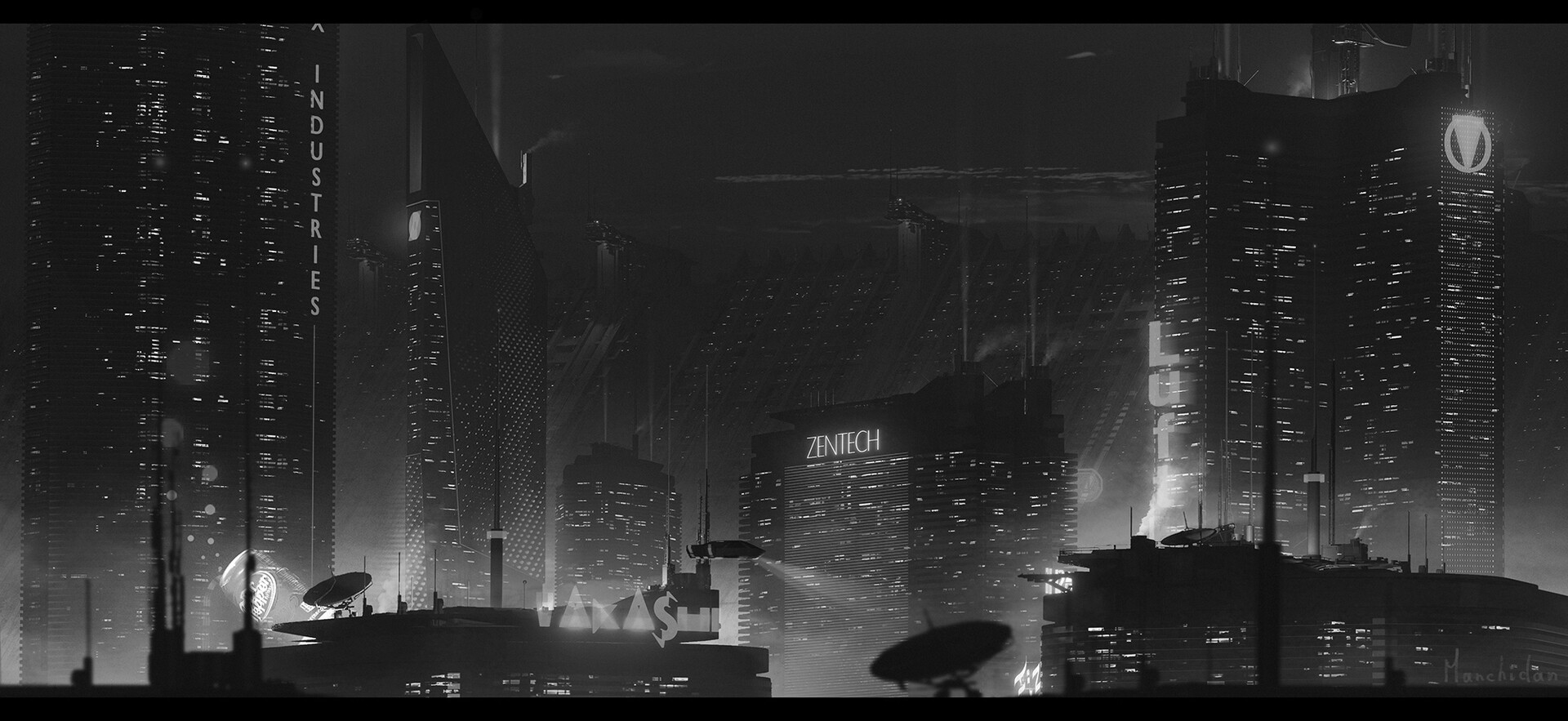Noir Cityscape Noir Cityscape' Poster, Picture, Metal Print, Paint By