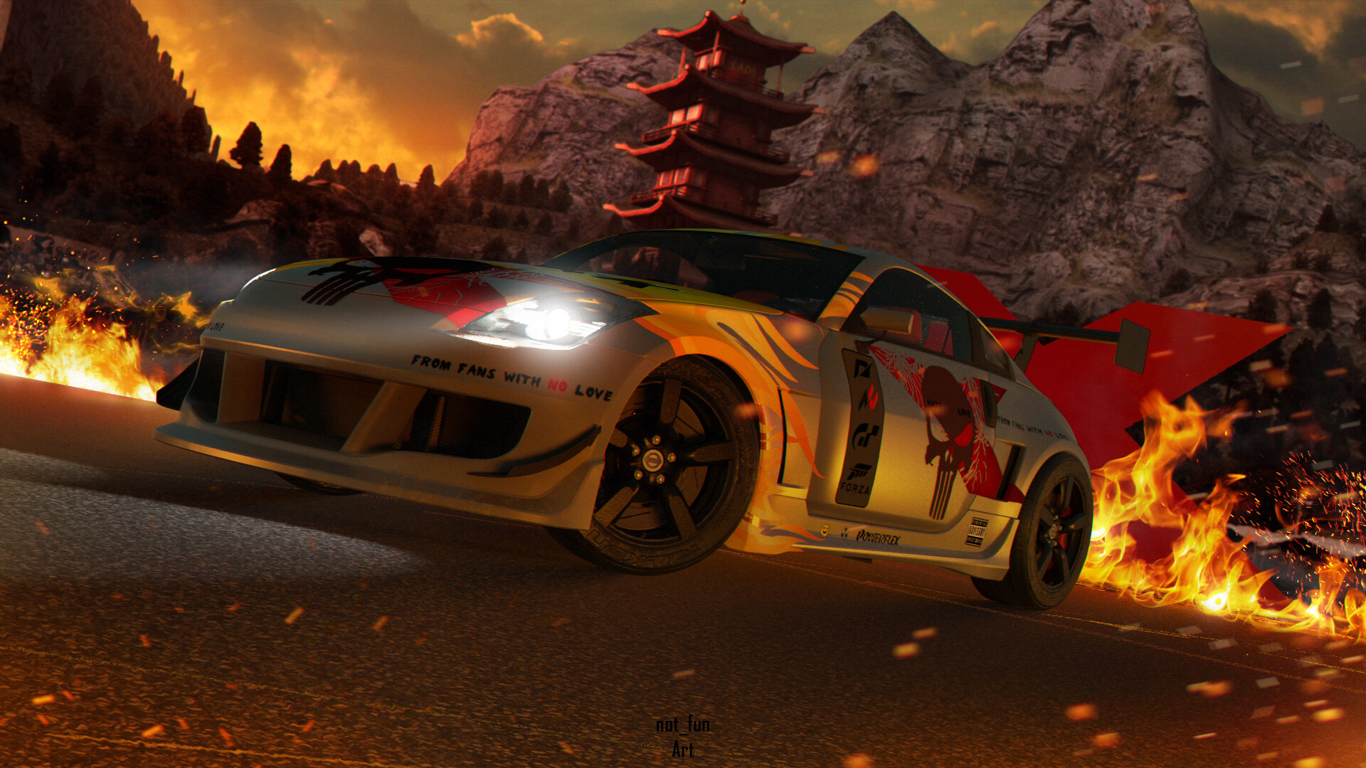 ArtStation - Nissan on fire