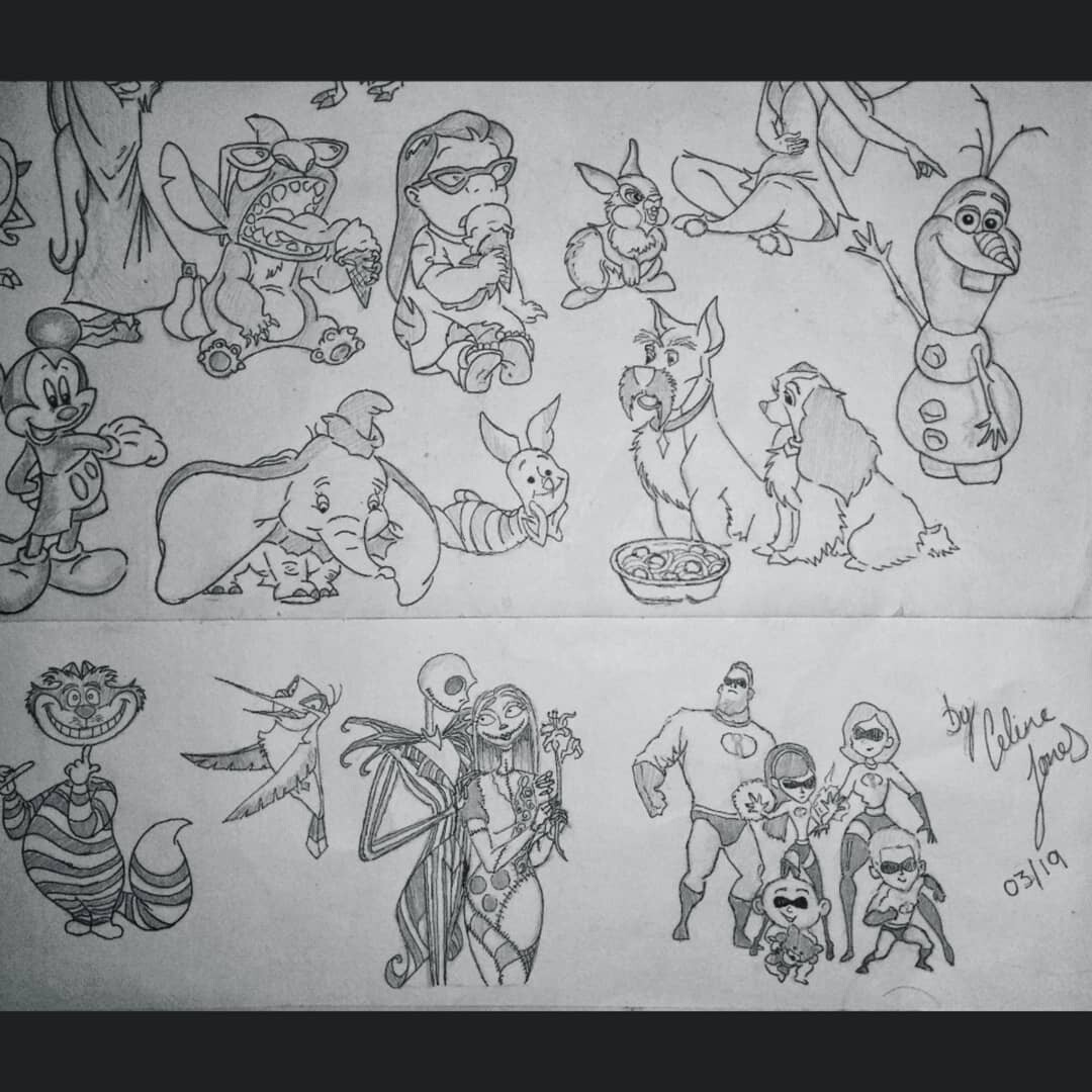 Disney Characters Collage Drawing