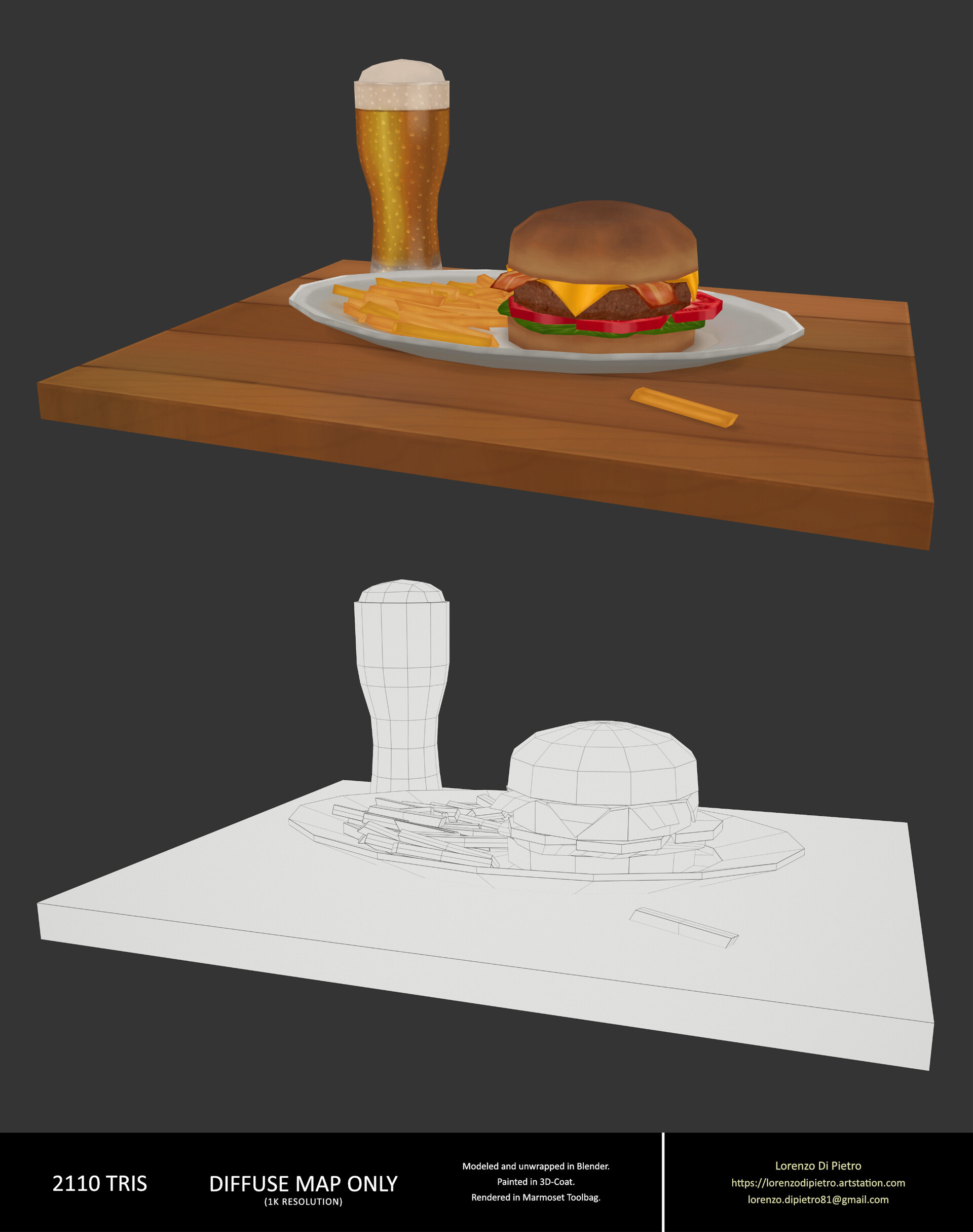 ArtStation - Burger and Fries