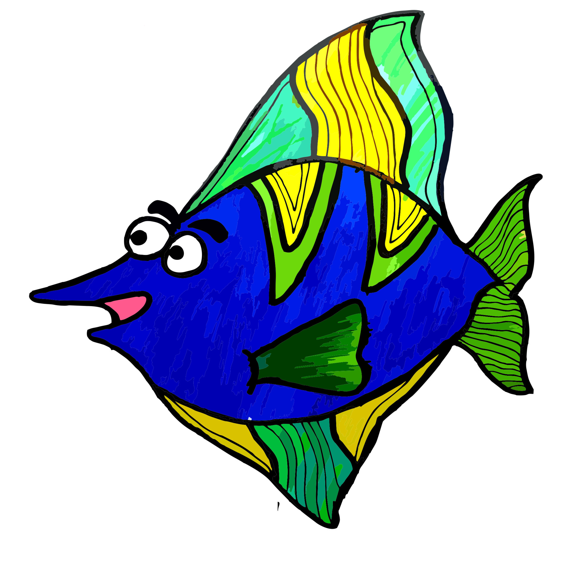 ArtStation - Blue Fish With Seaweed Pattern