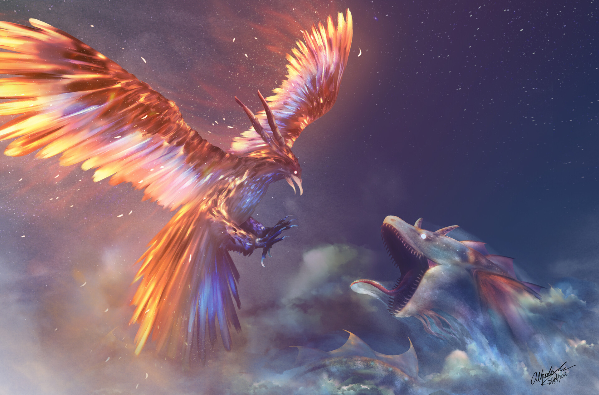 ArtStation - Minokawa vs Bakunawa, Alfred Ismael Galaroza