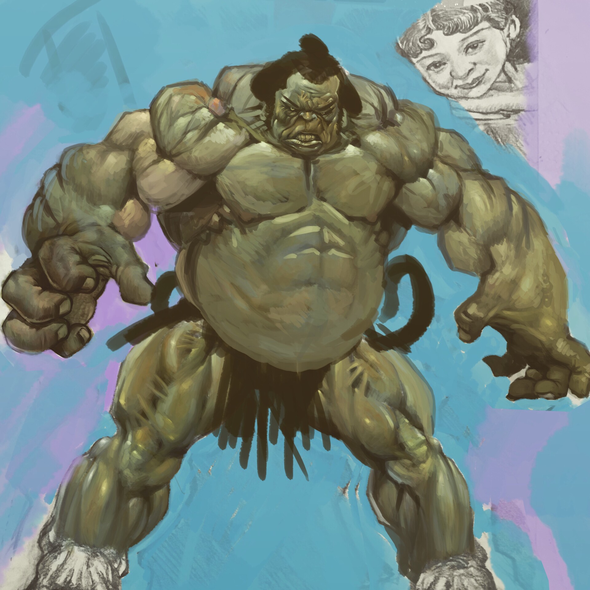 brown hulk drawing