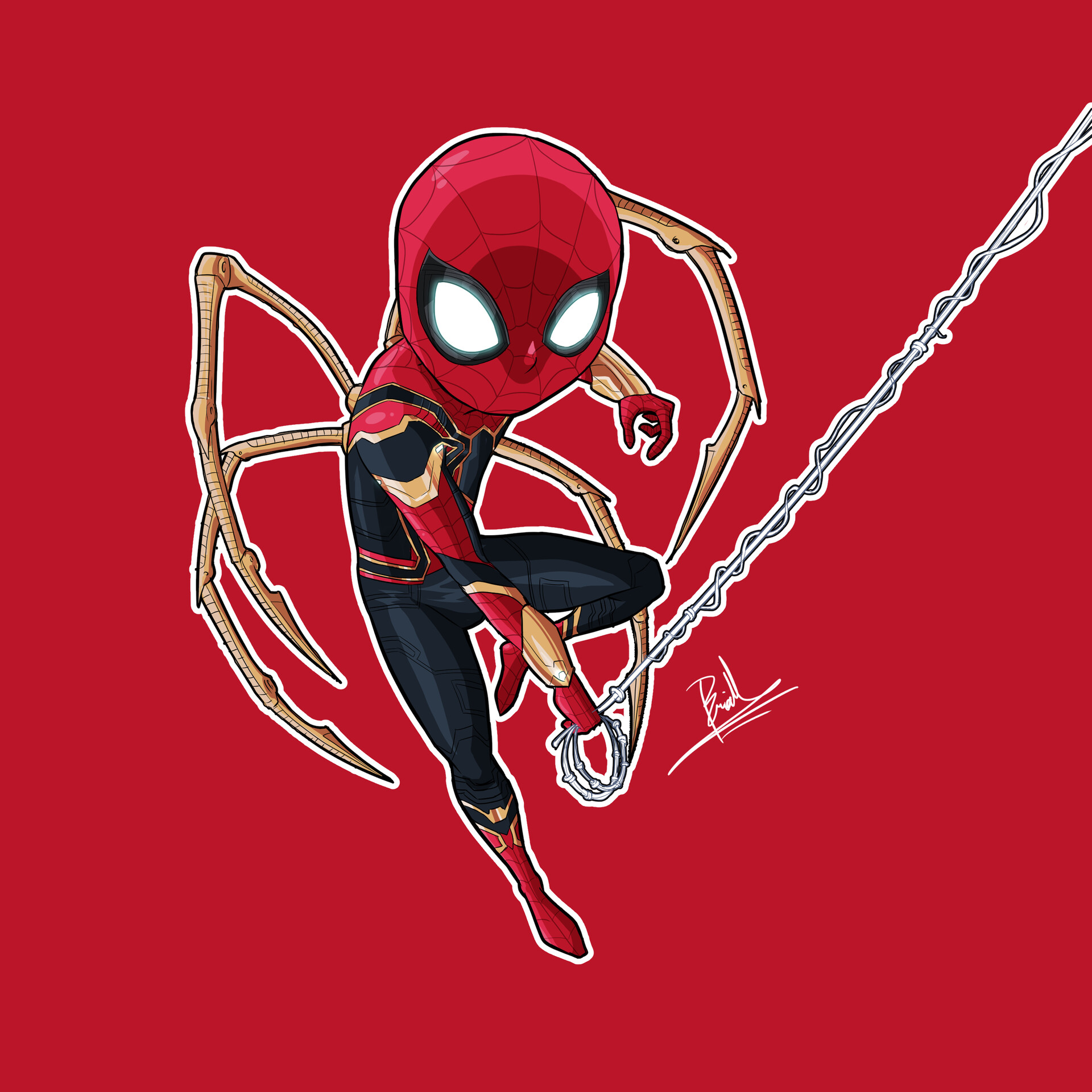 how to draw chibi iron spider