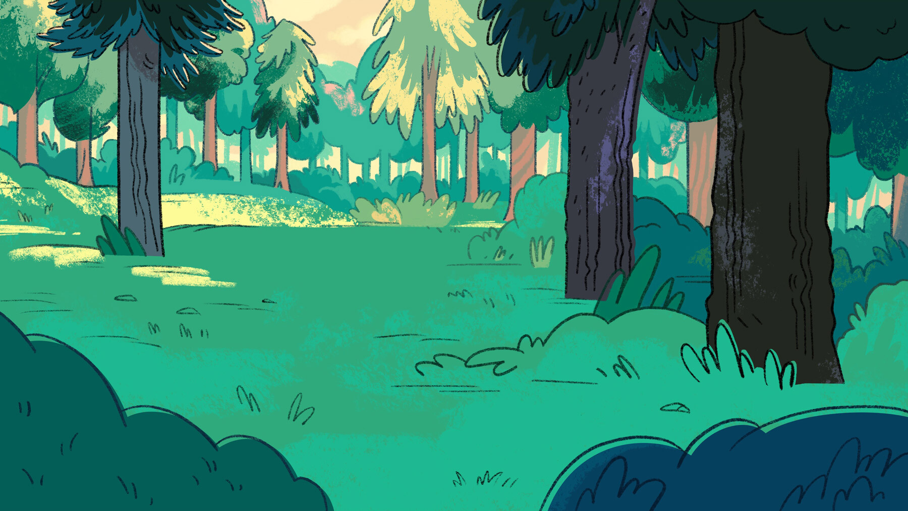 Samia Ahmed - Lush Forest Scene Background Painting