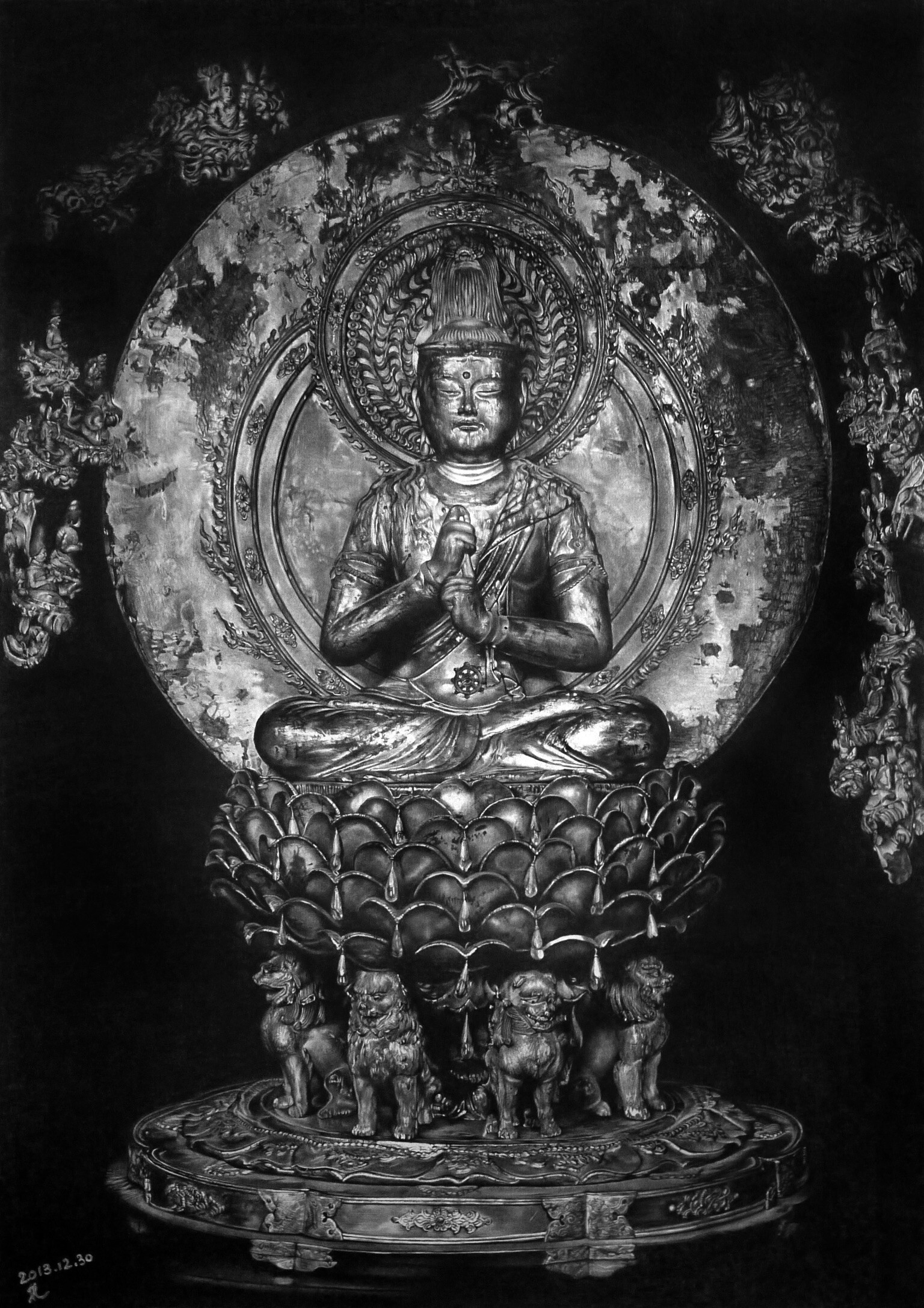 ArtStation - Buddha statue pencil realism drawing