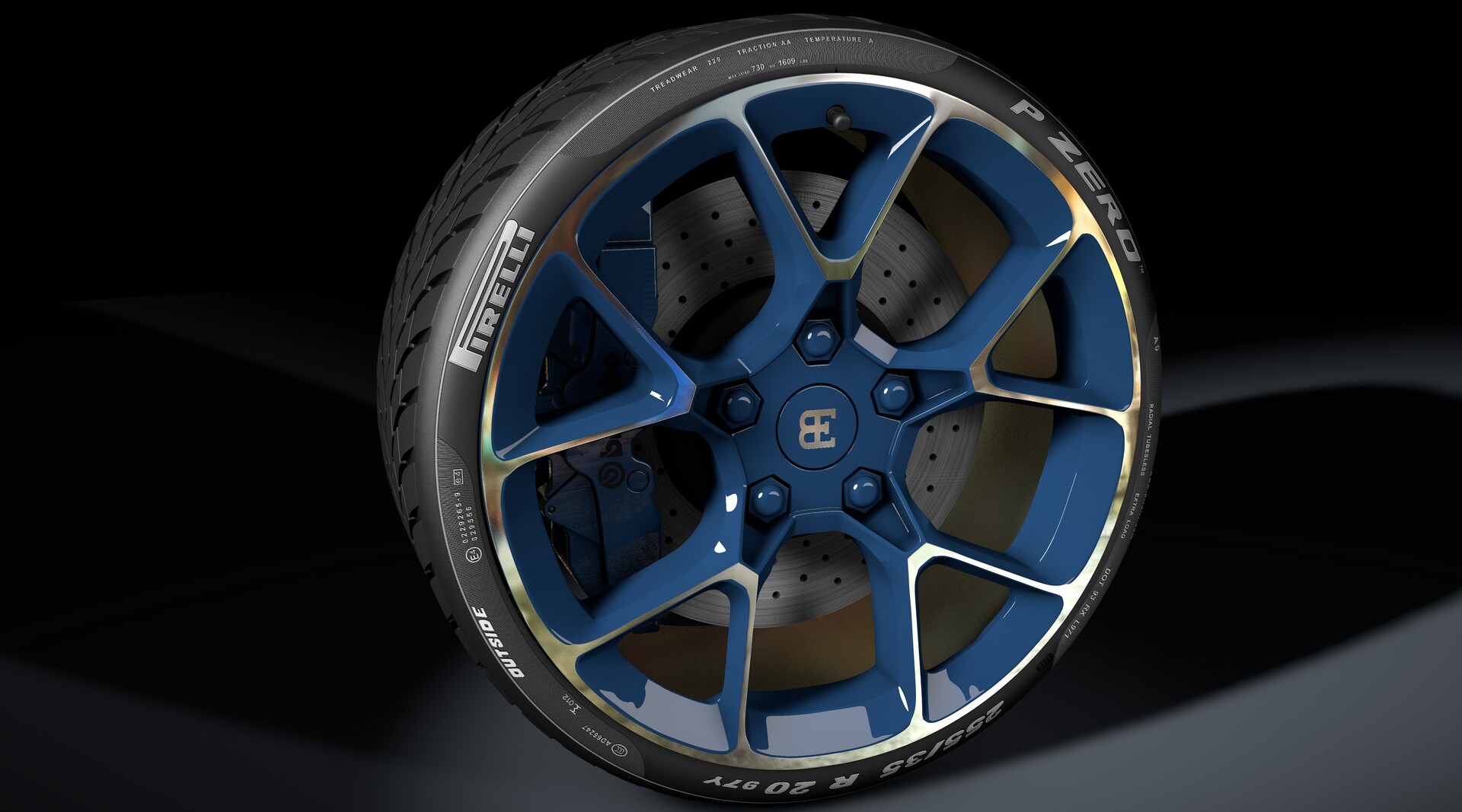 ArtStation - bugati veyron 3D wheel with tire and brakes