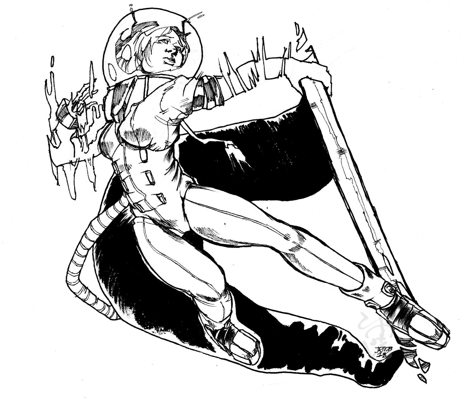 pole dancer line drawing