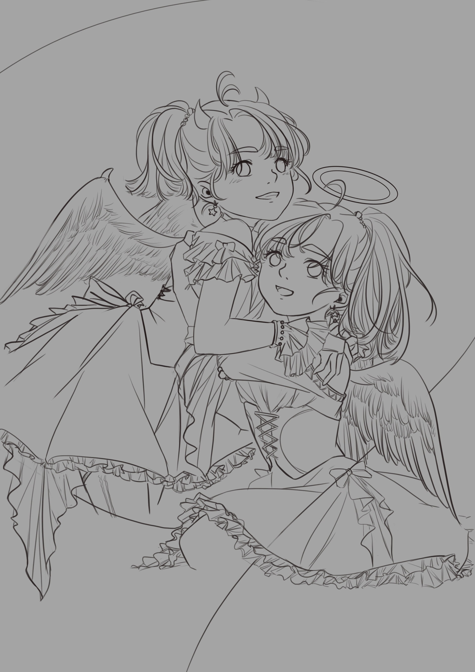 anime twins coloring pages