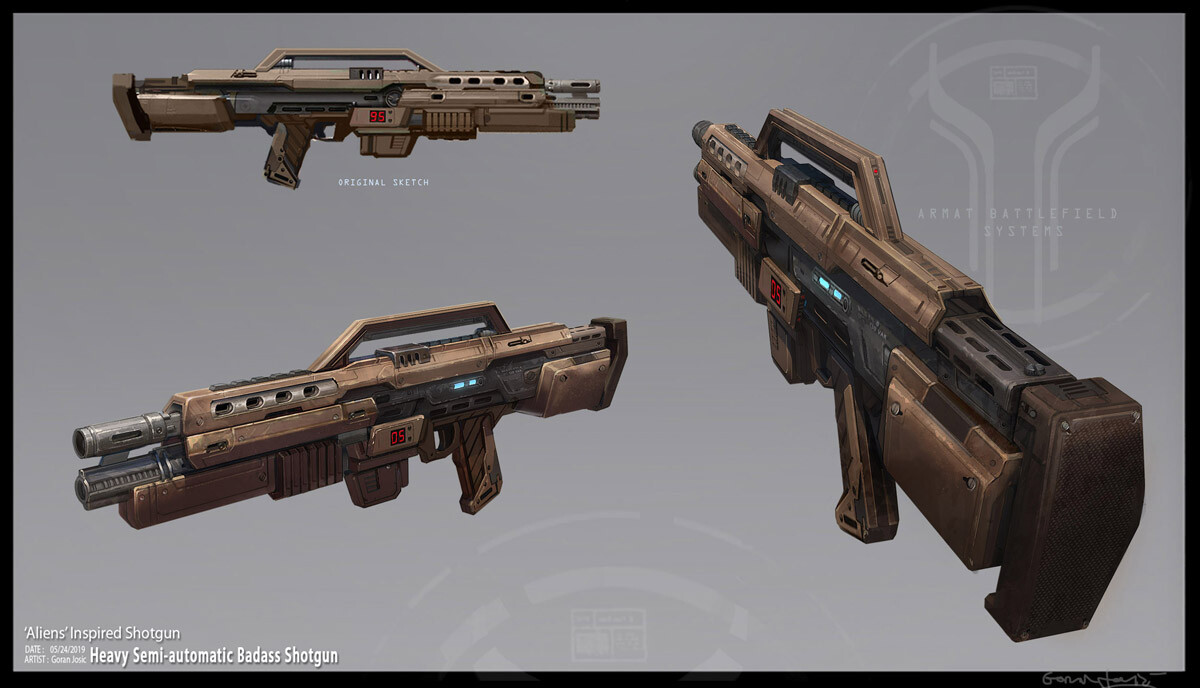 ArtStation - shotgun inspired by m41a pulse rifle