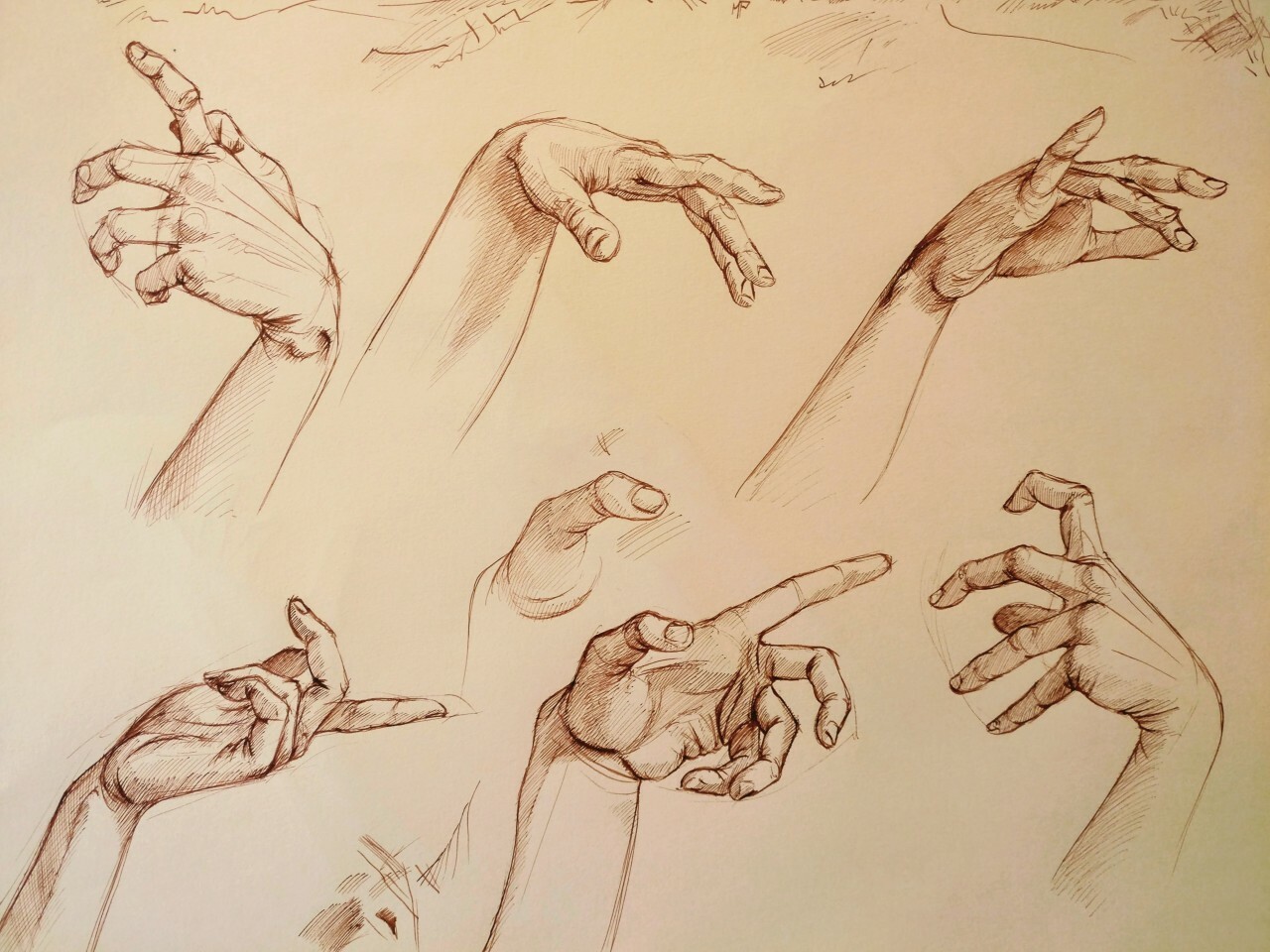 reaching hand drawing reference