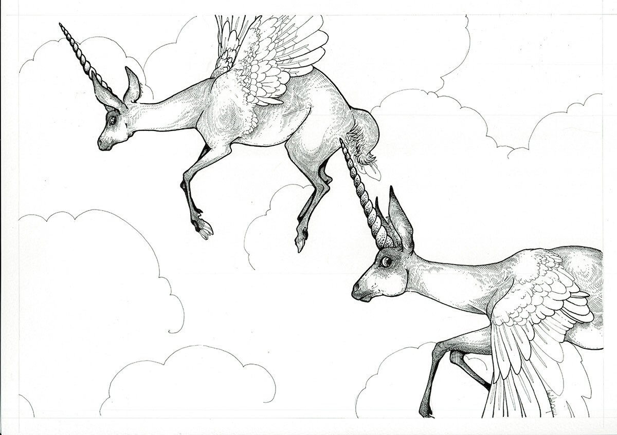 ArtStation - springbok inspired unicorns/alicorns/pegasus?