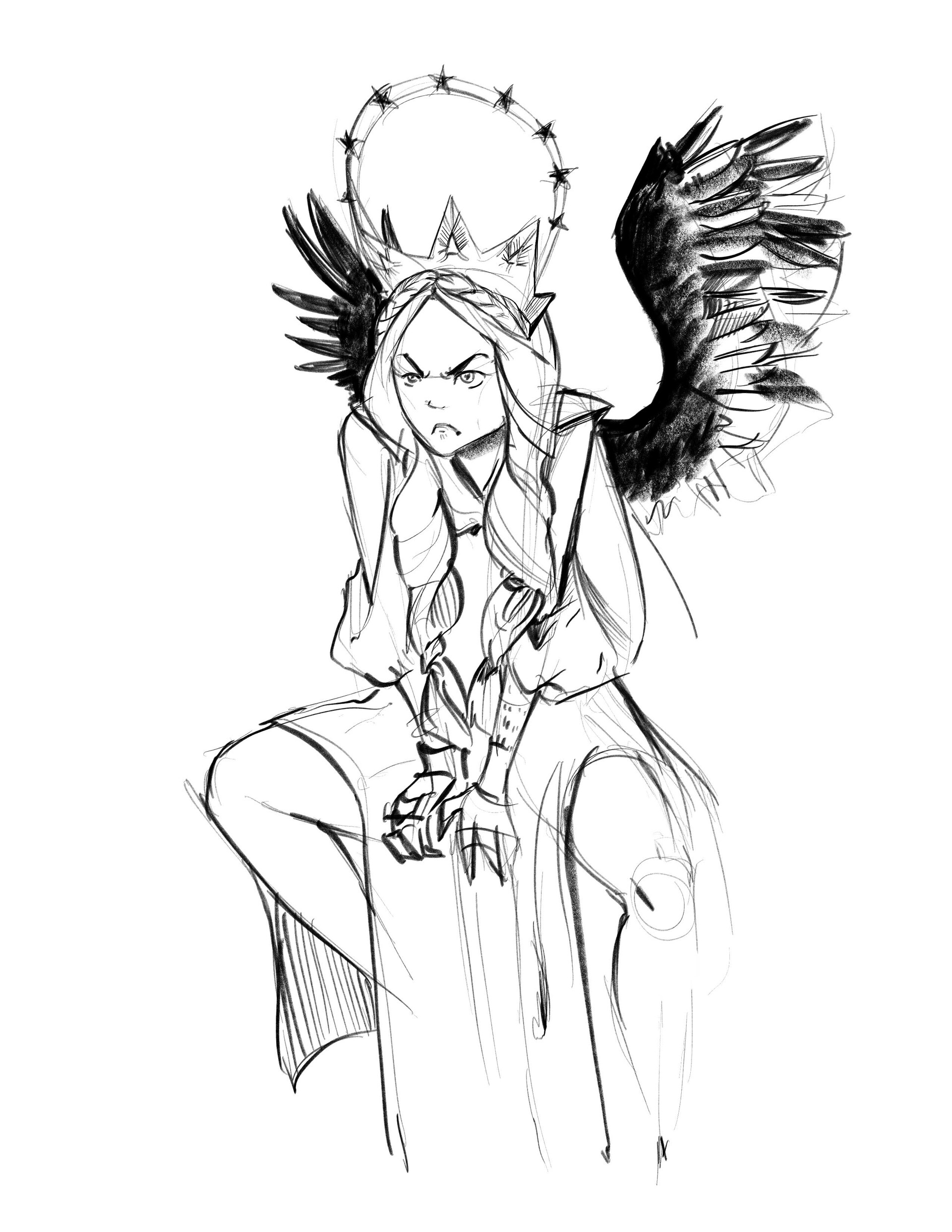 falling angel drawing