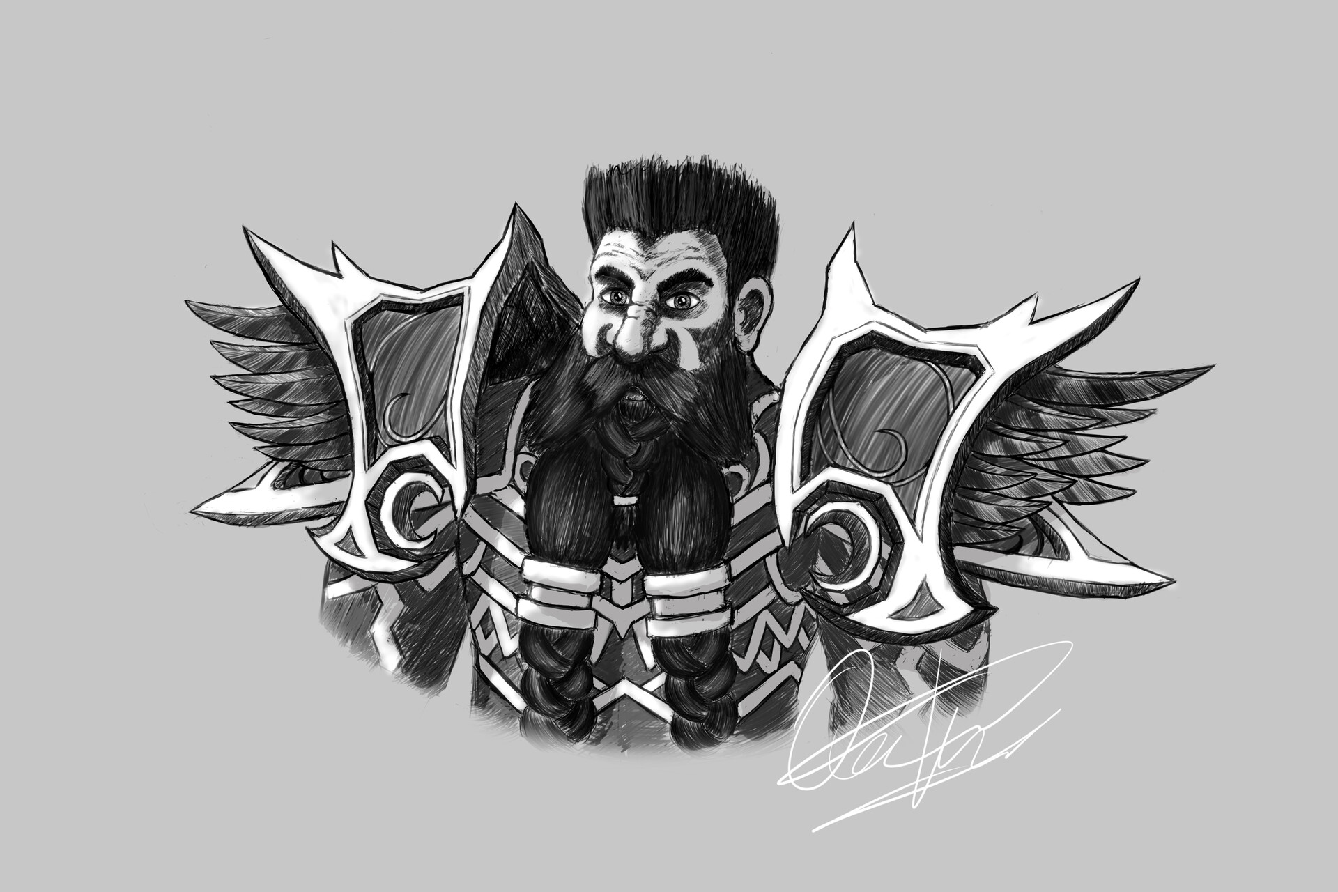 ArtStation - Dwarf portrait sketch.