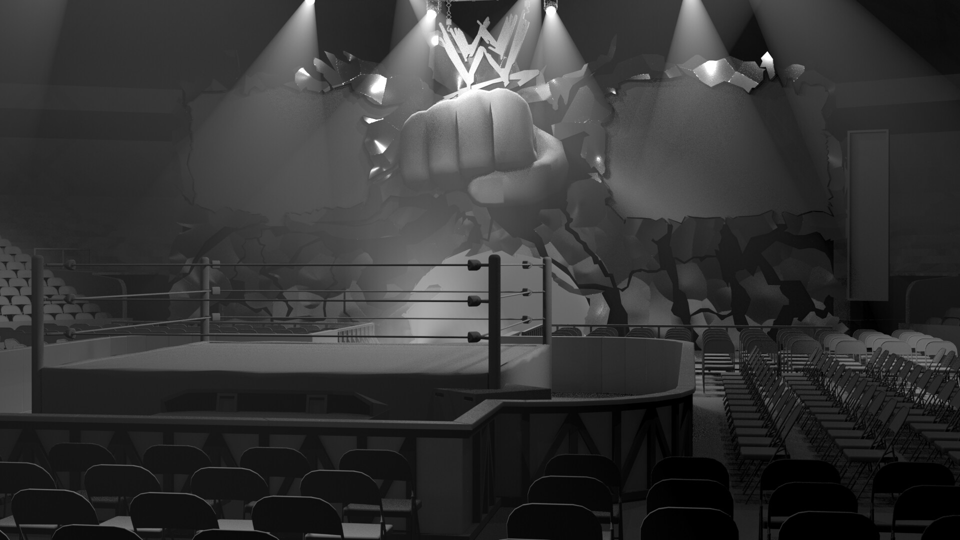 ArtStation - [WIP] WWE Smackdown Arena 2003