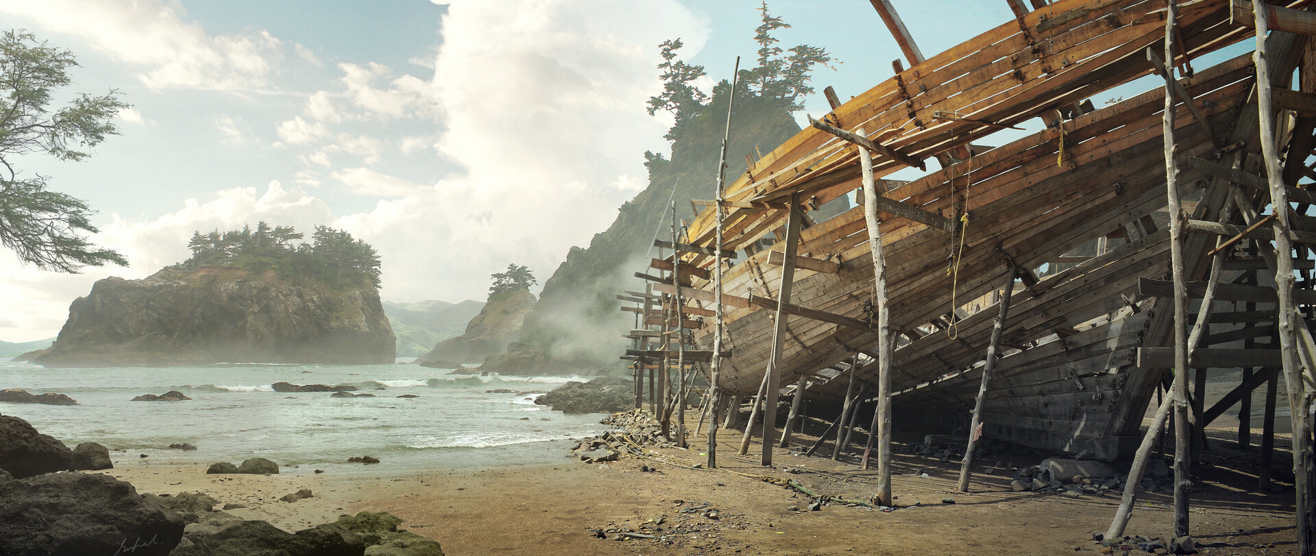 ArtStation - An Abandoned Broken Ship