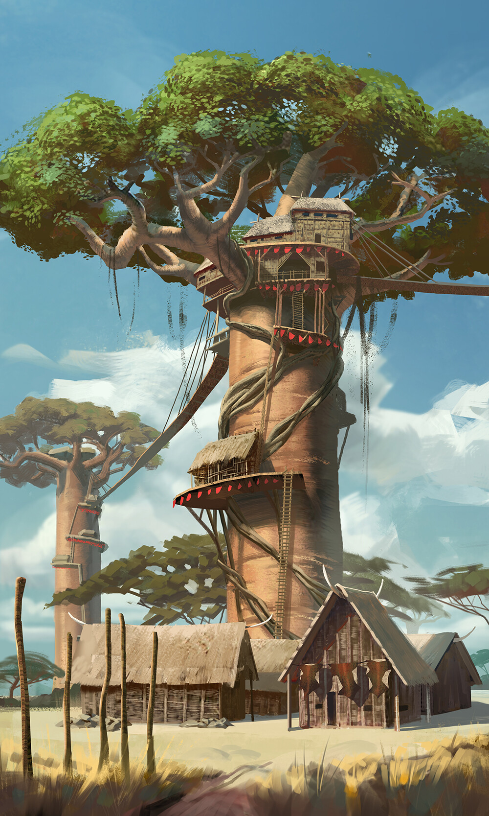 ArtStation - Tree village, Florian Haeckh