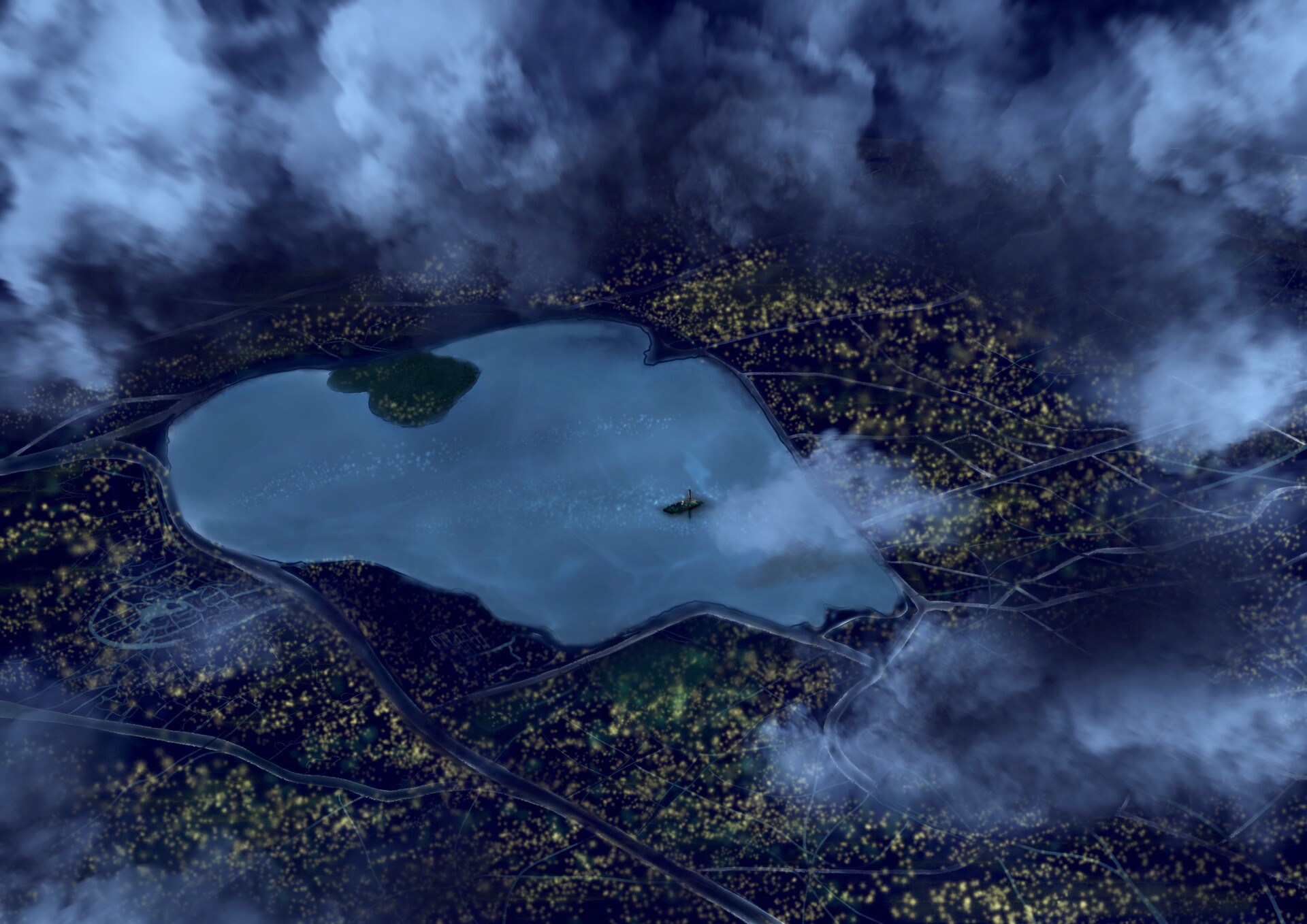 ArtStation - Lake at night