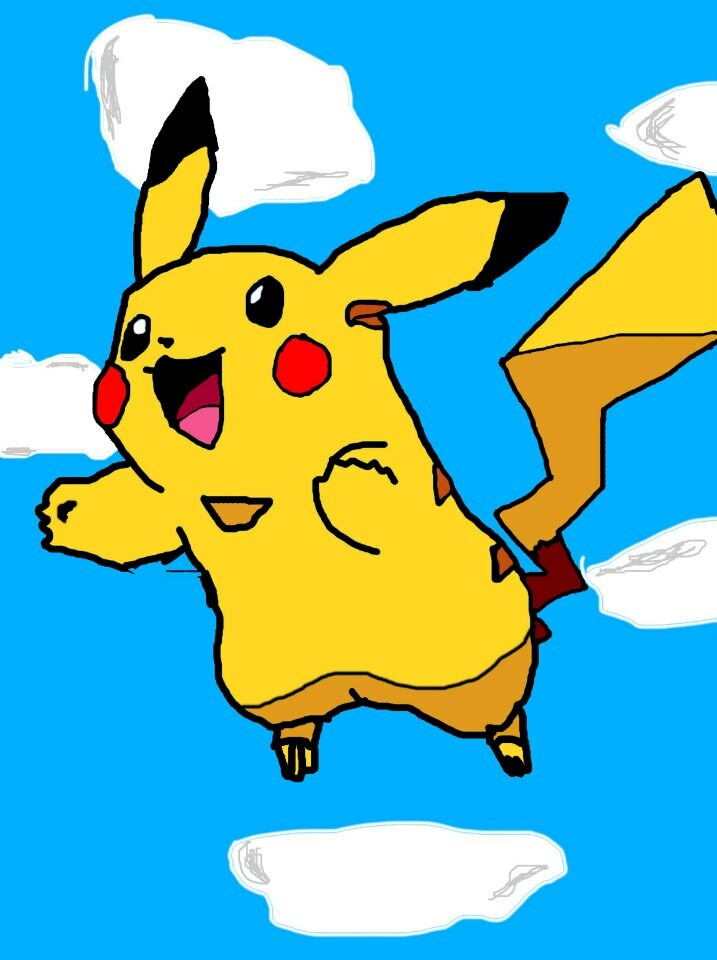 how to draw flying pikachu