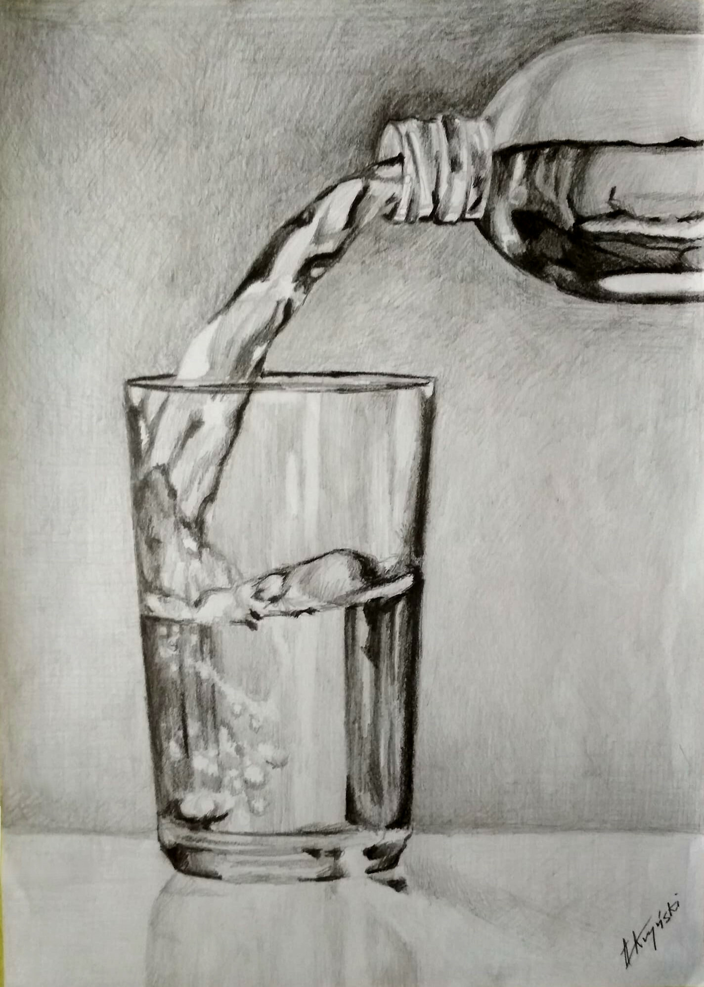 how to draw a water glass step by step