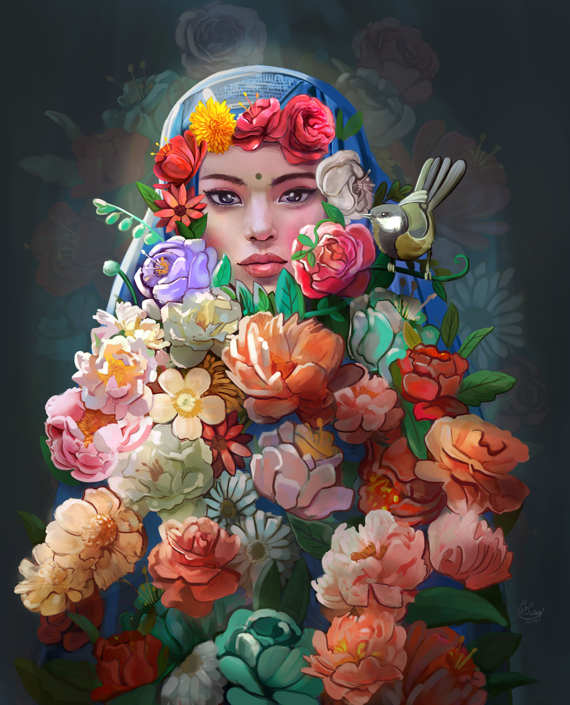 ArtStation - lady in flowers