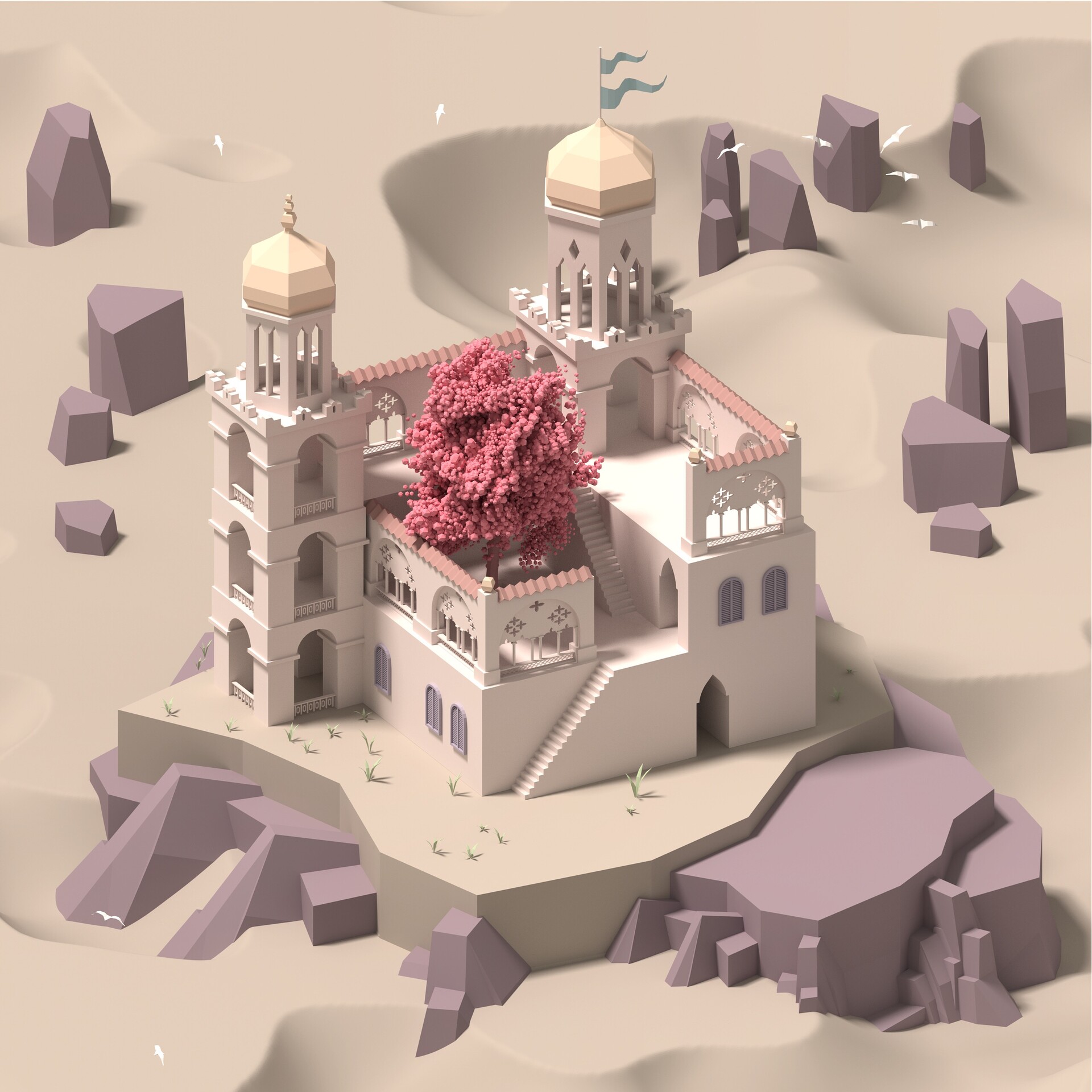 ArtStation - Low Poly Temple