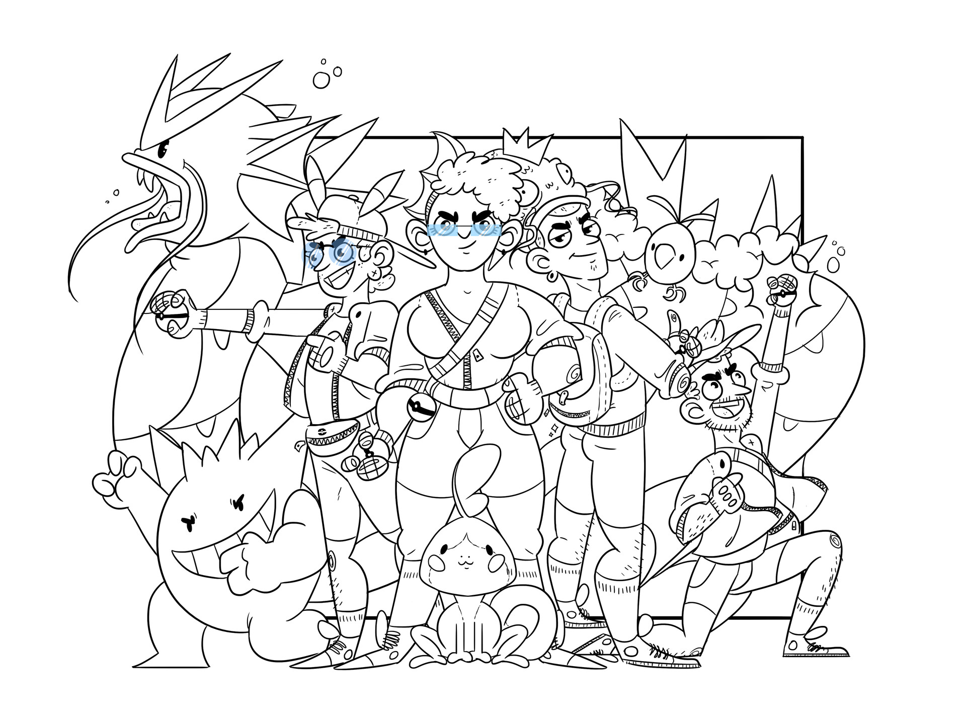 pokemon group coloring pages