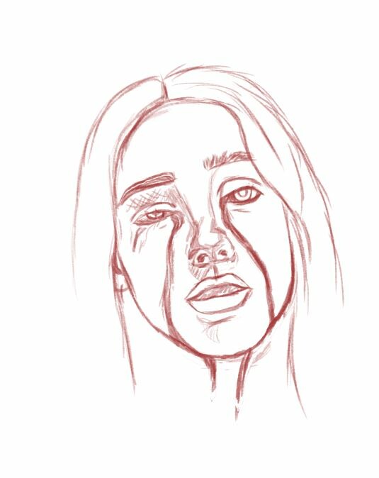 how to draw billie eilish crying