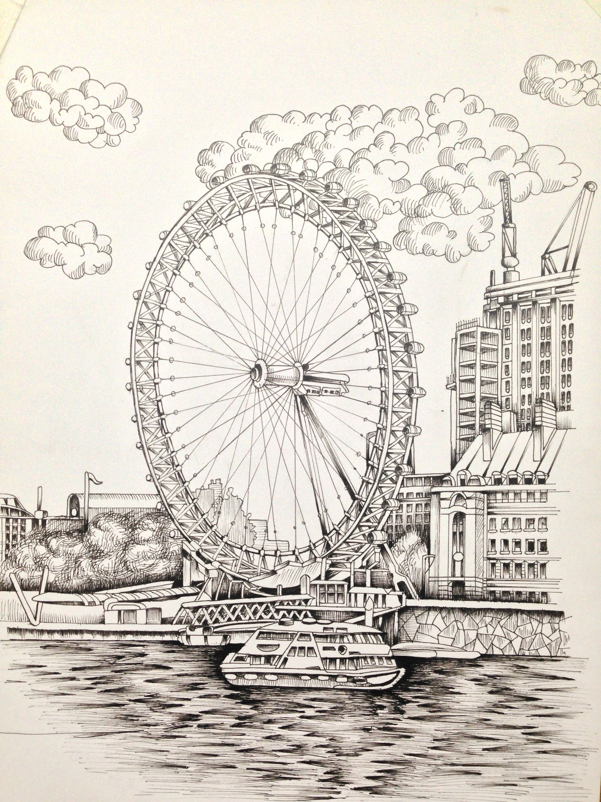 how to draw london eye