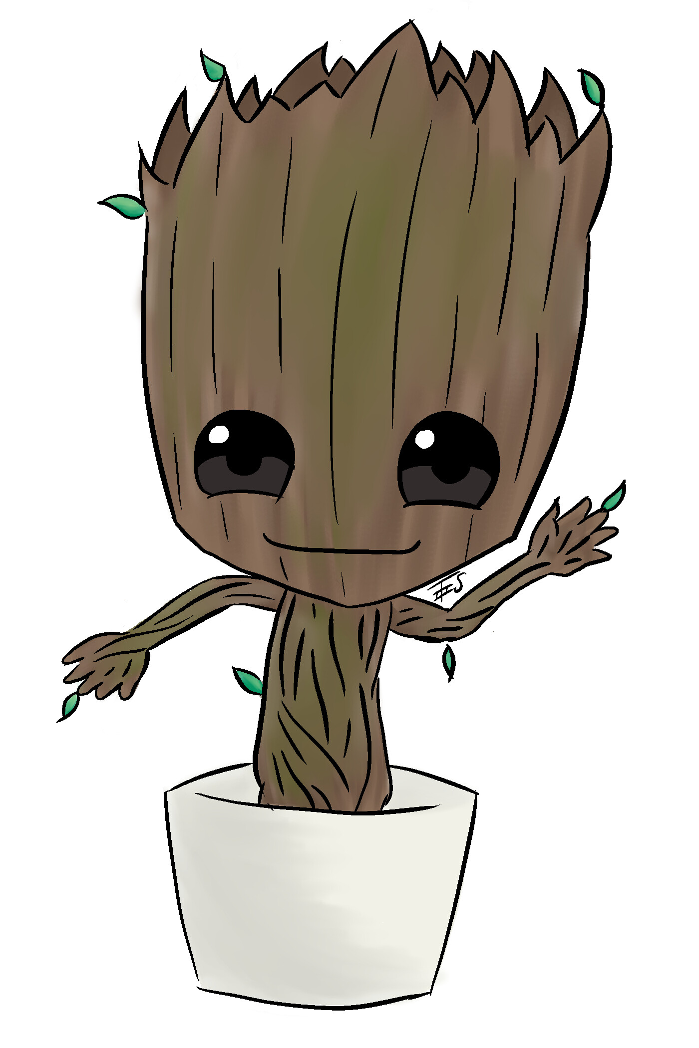 how to draw chibi groot