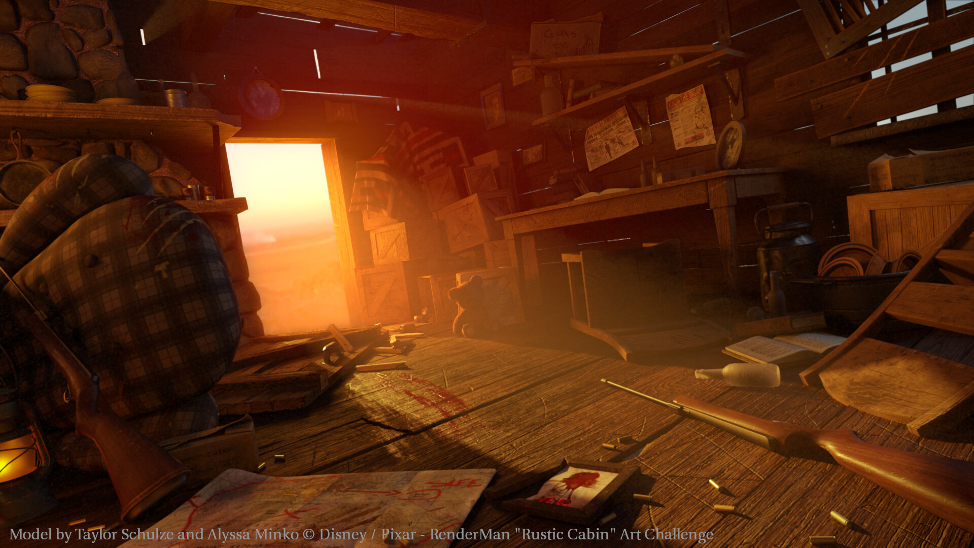 ArtStation - Zombie Massacre - Pixar's Renderman Rustic Cabin Art Challenge