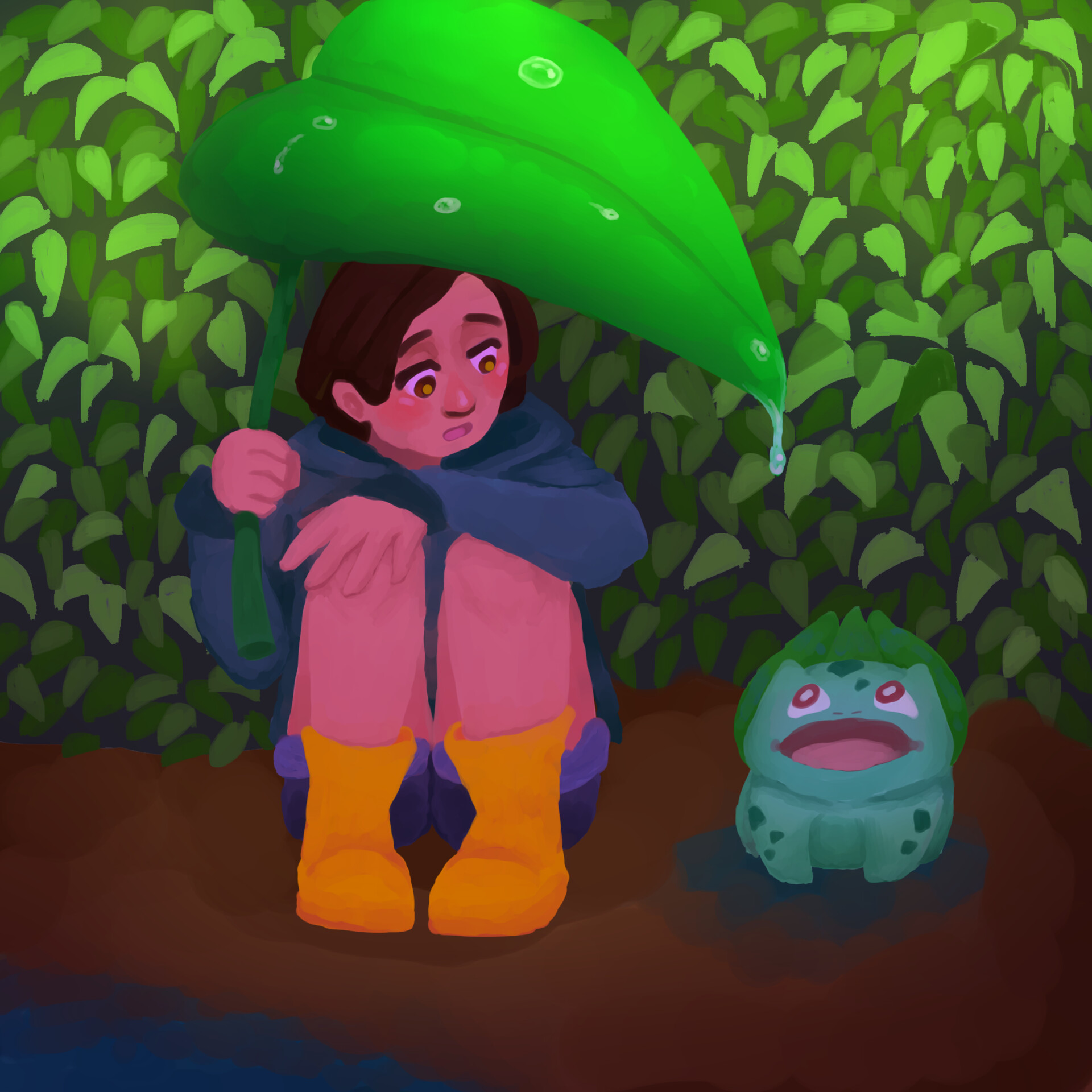 ArtStation - hanging out with bulbasaur