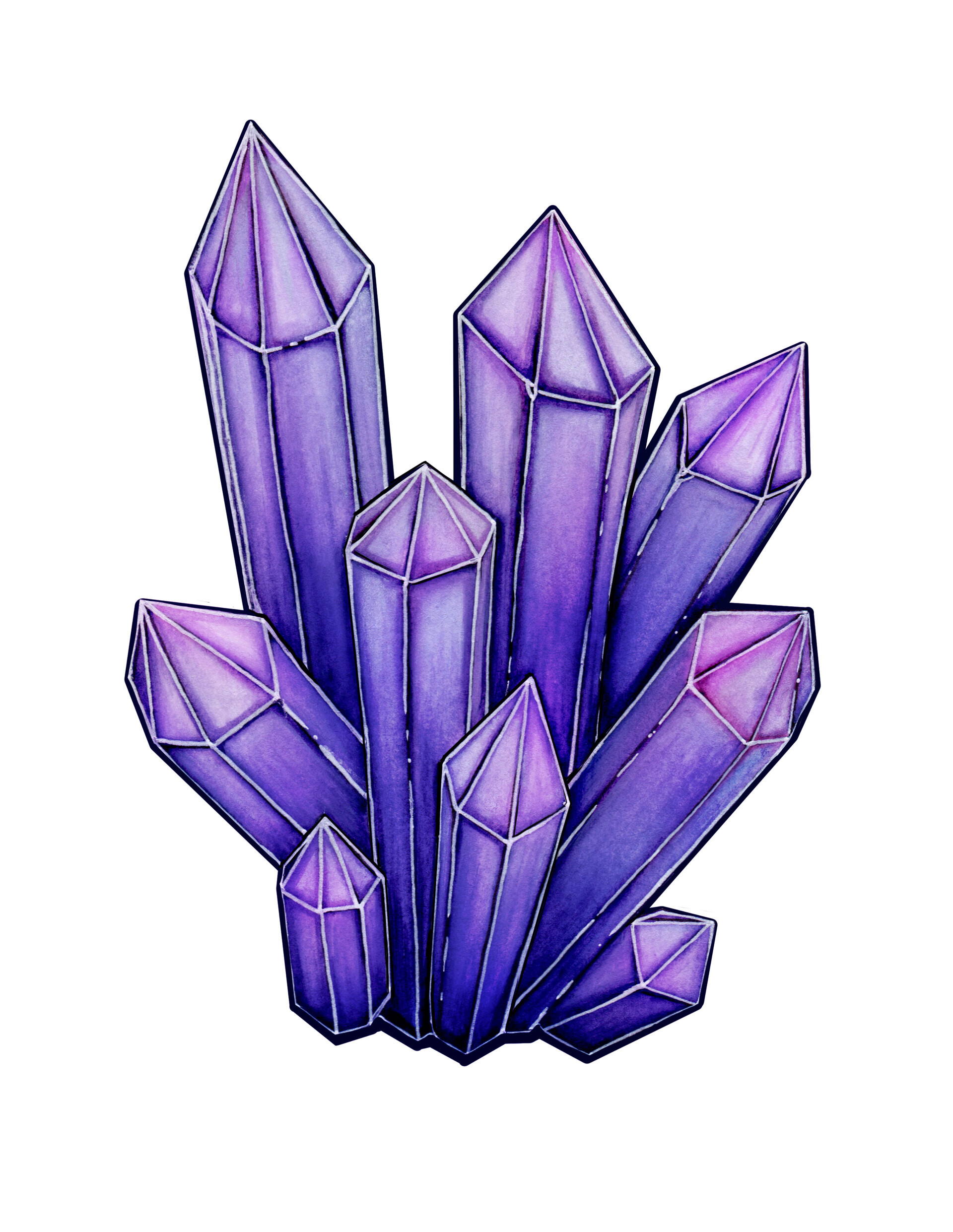 Amethyst Cluster Drawing