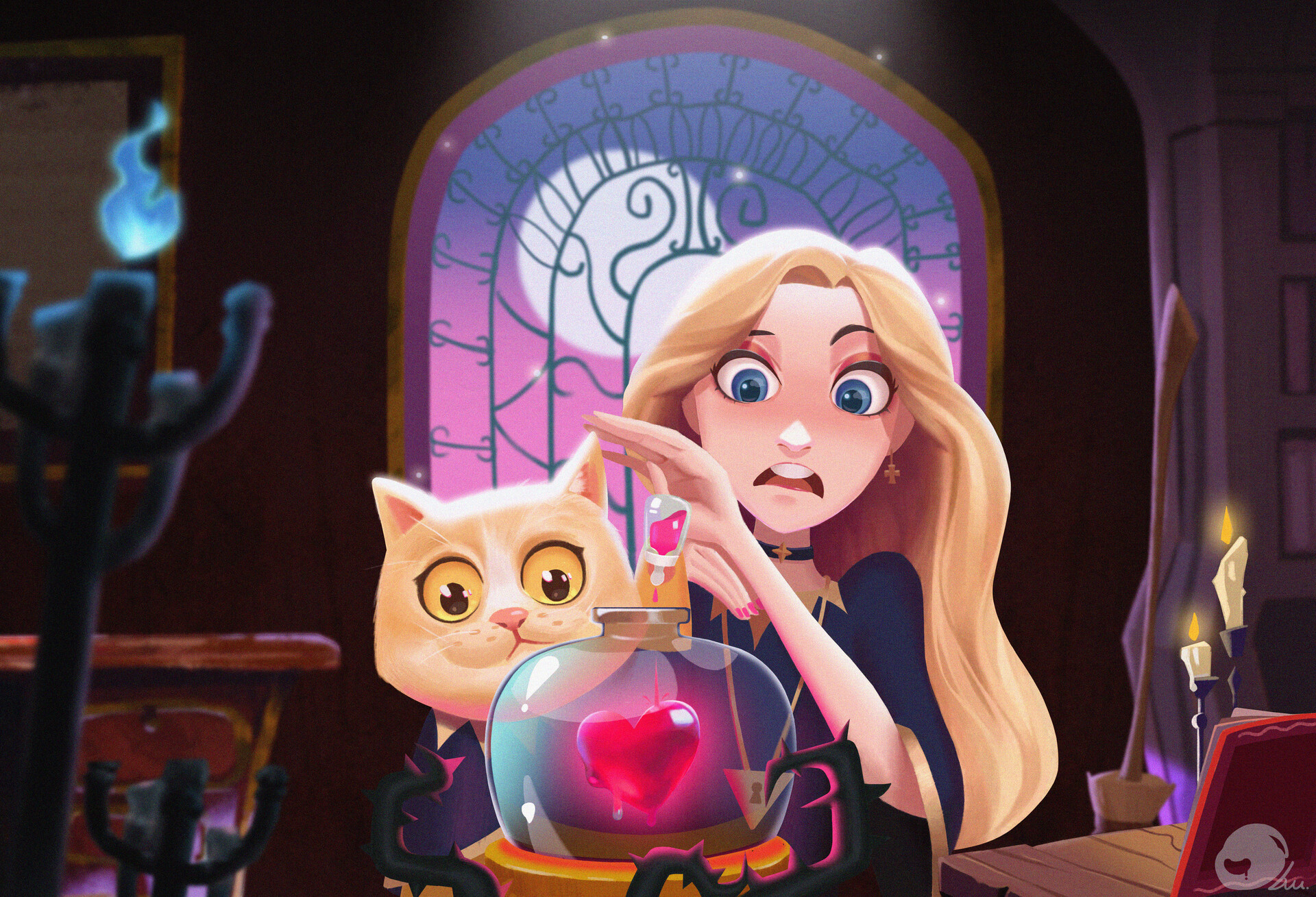 ArtStation - Cat's magic lesson