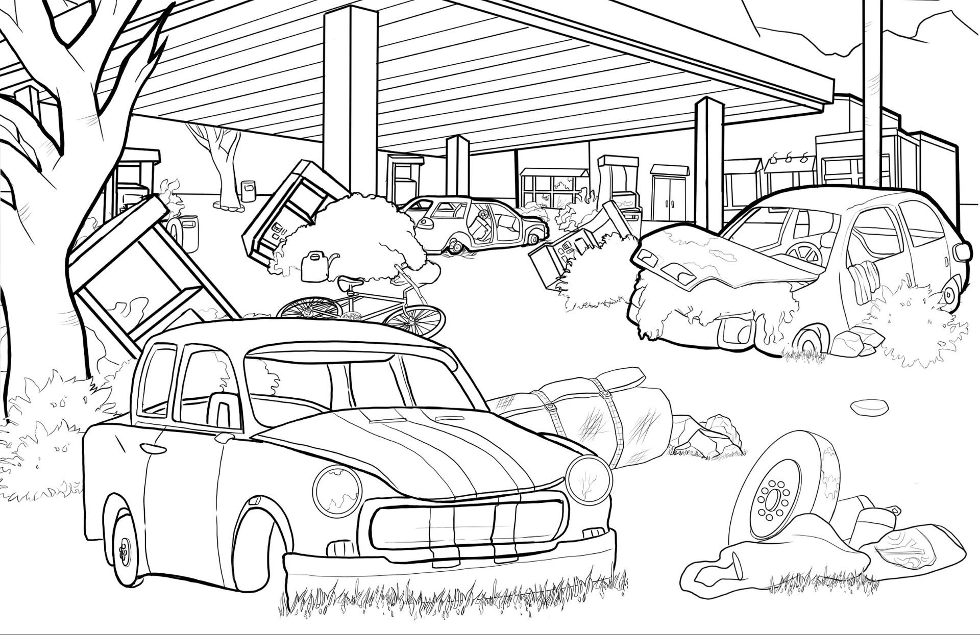 gas station coloring