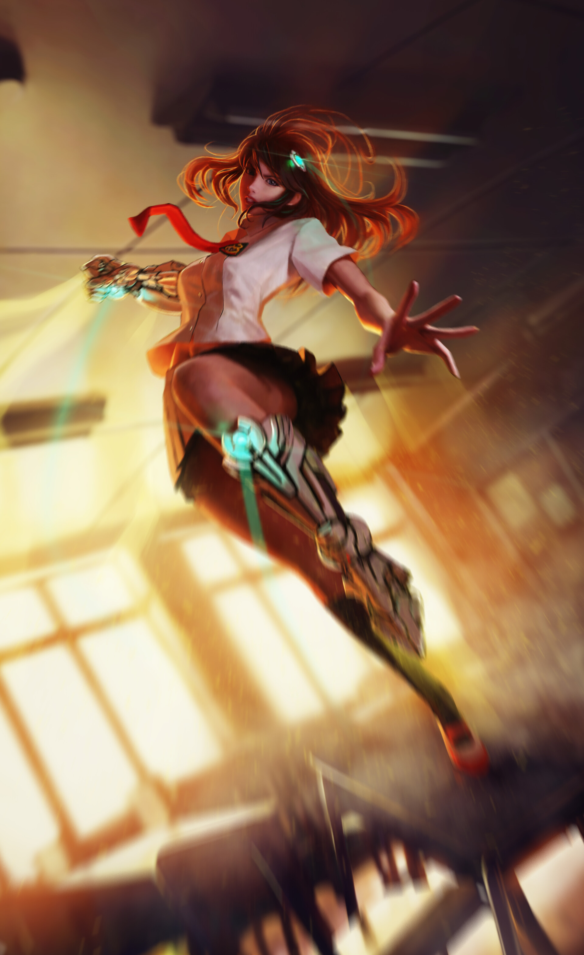 ArtStation - Cyborg High School Girl