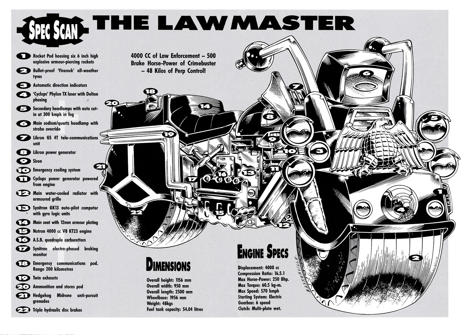 stephen baskerville - Judge Dredd's Lawmaster Bike Illustration