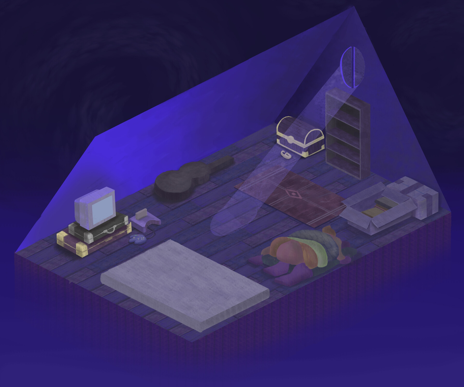 ArtStation - Attic in isometric view