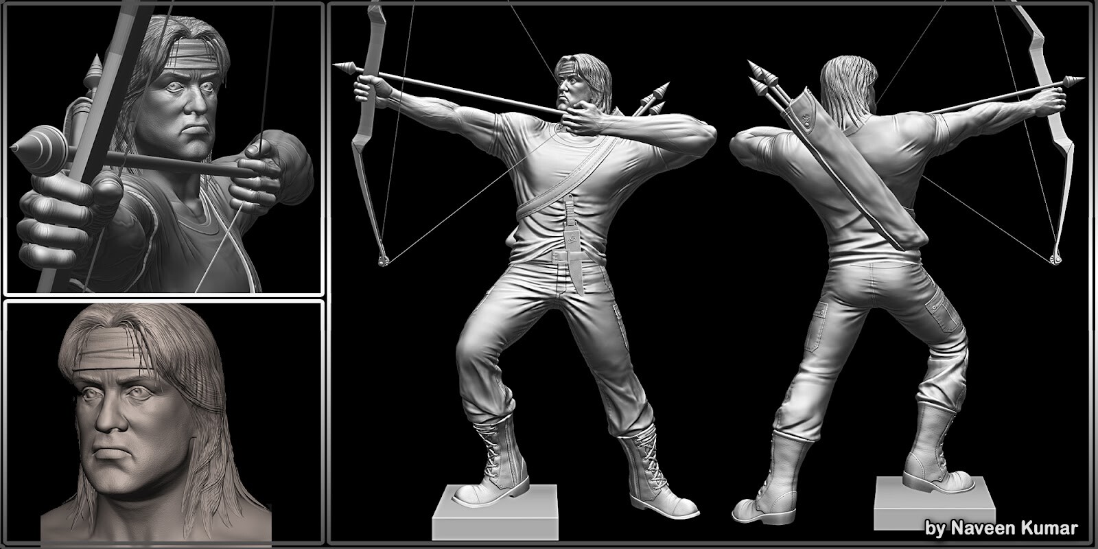 ArtStation - sylvester stallone (John Rambo) Sculpting practice