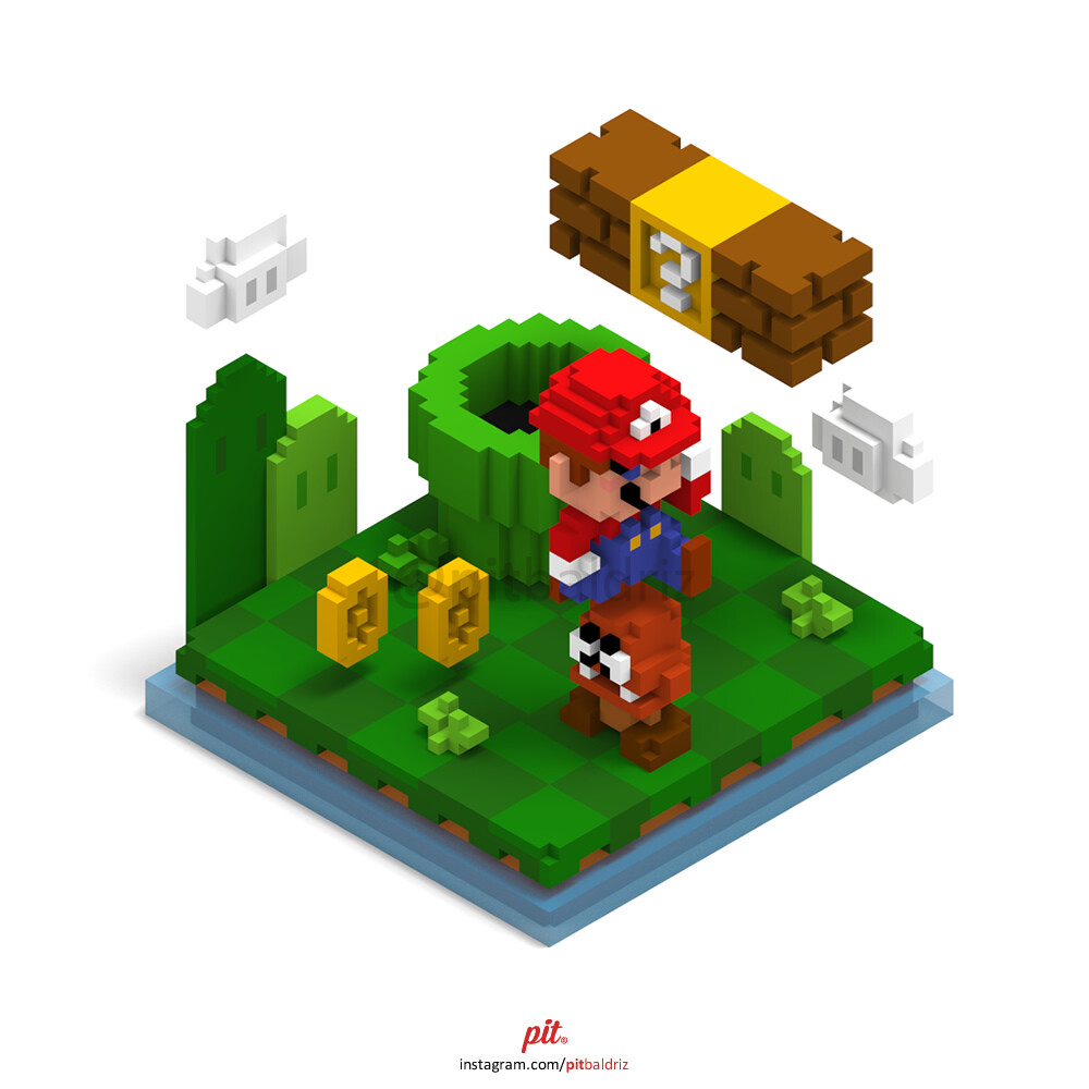 ArtStation - Super Mario Bros. games series on VoxelArt