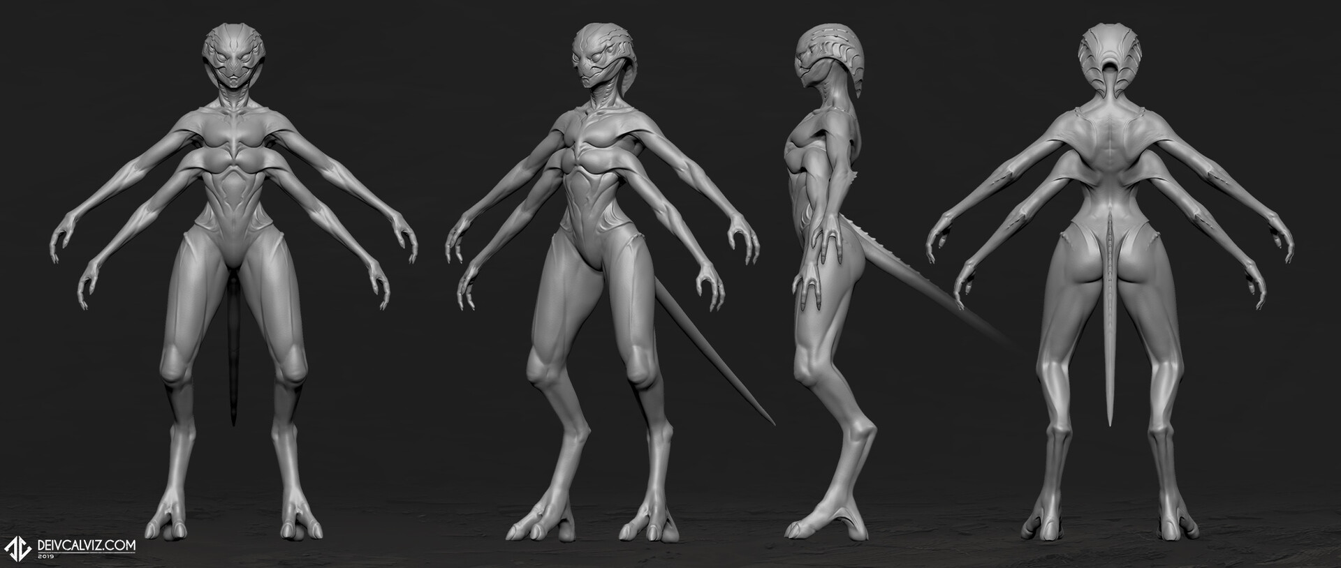 Deiv Calviz - Concept Artist and Illustrator - Alien Character Concept Sculpt