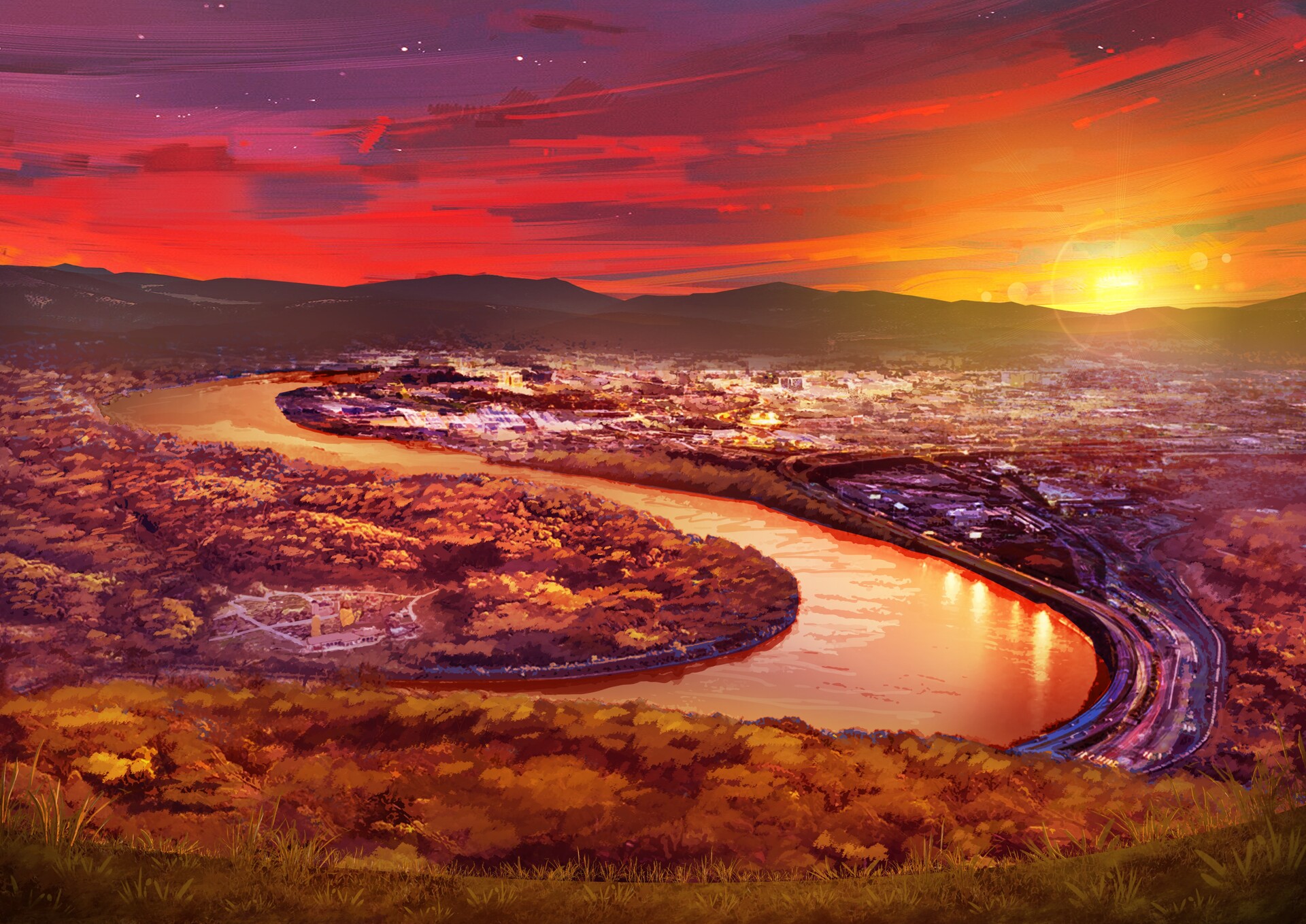 ArtStation - Sunset Hill View