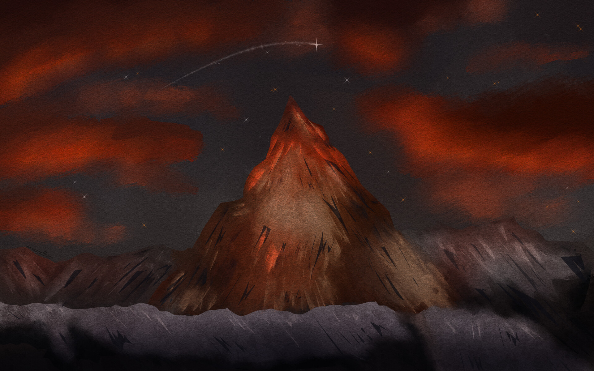 ArtStation - Dusk mountain