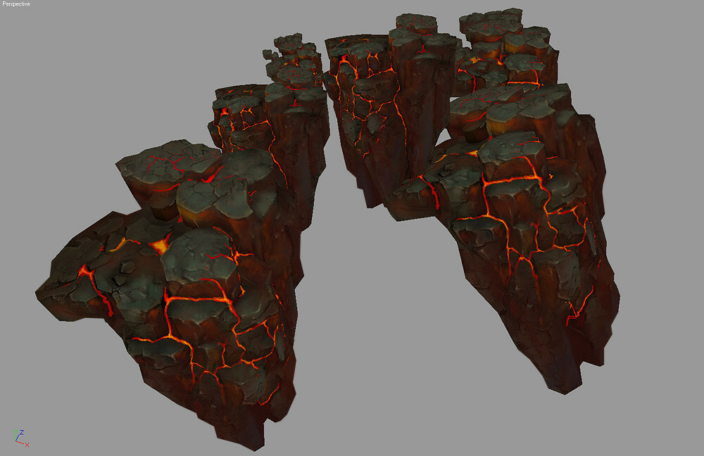 ArtStation - Filling rock for a lava level