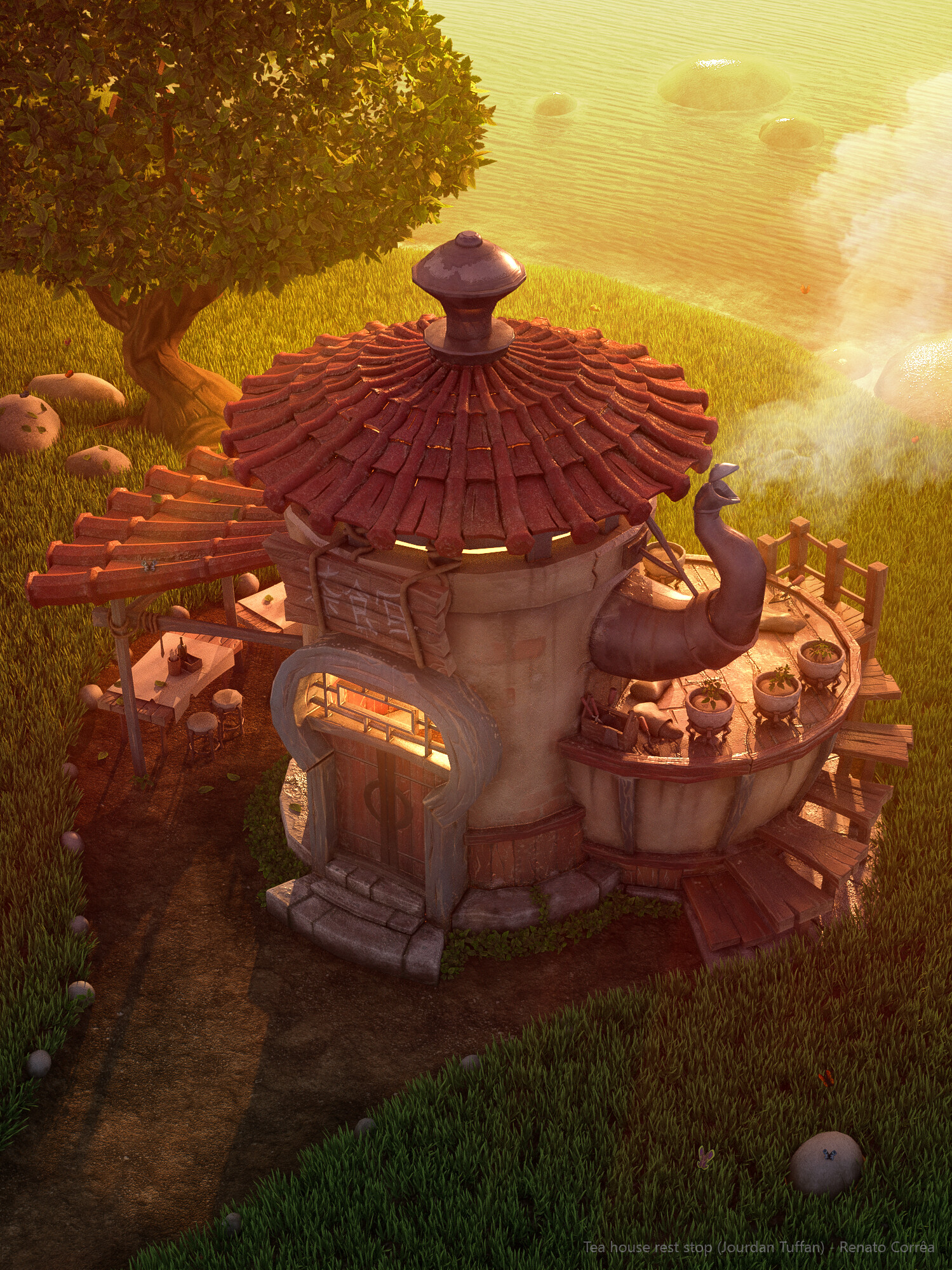 ArtStation - Tea house rest stop 3d