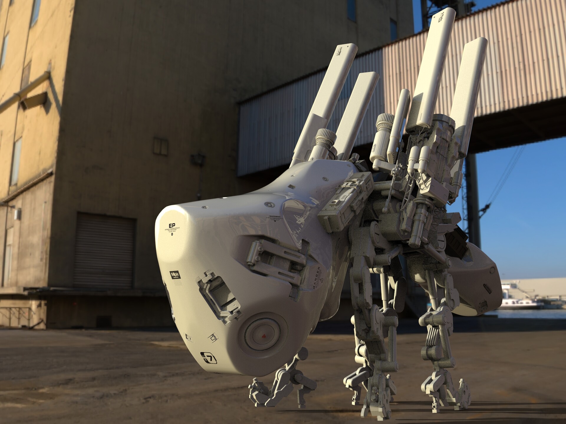 ArtStation - Mech Concept: AntiDrone Bot