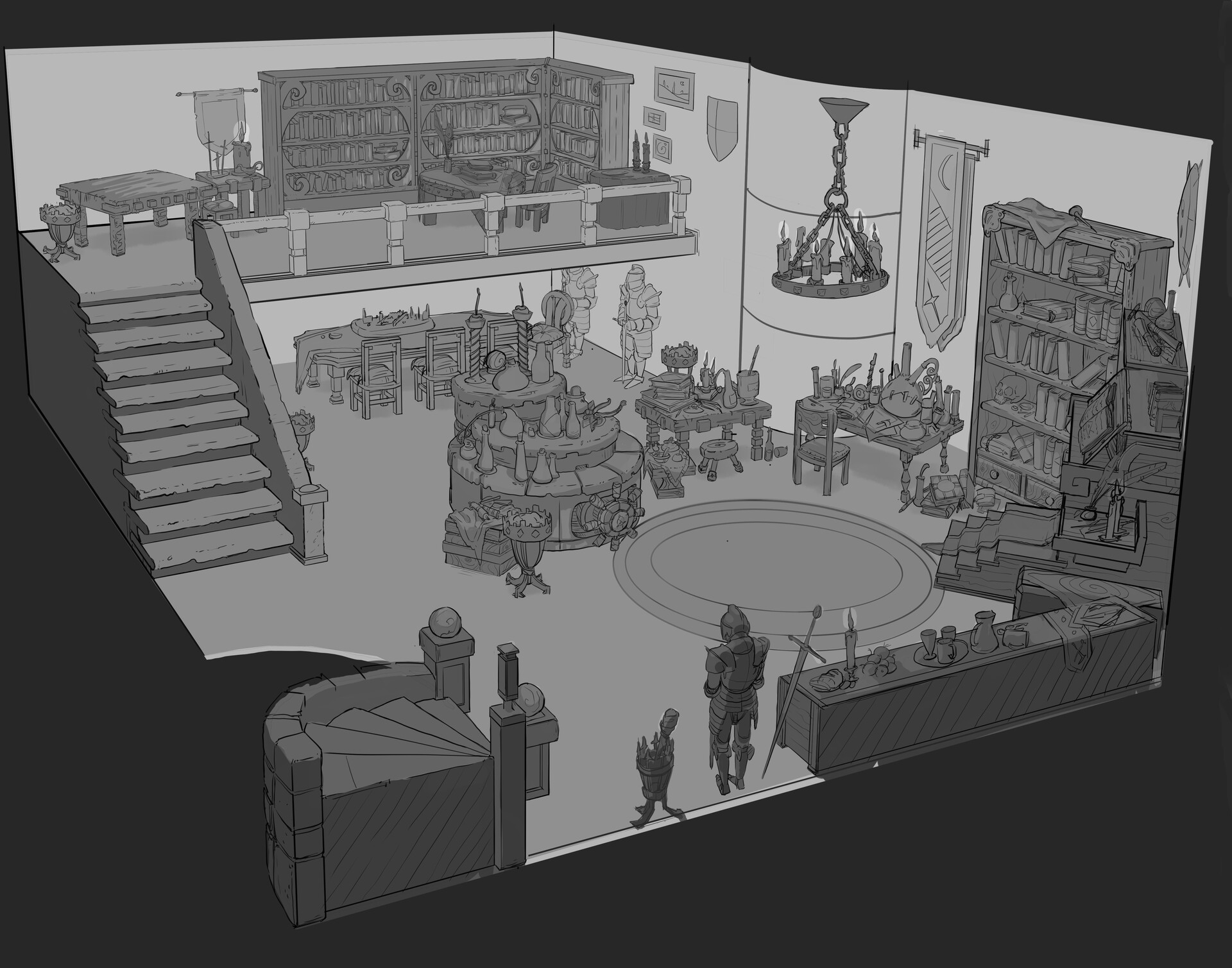 ArtStation - fantasy alchemy basement interior