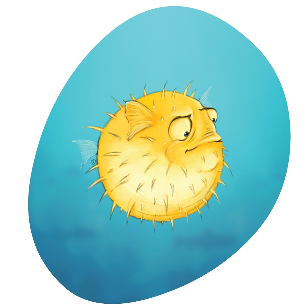 Angry Cartoon Puffer Fish