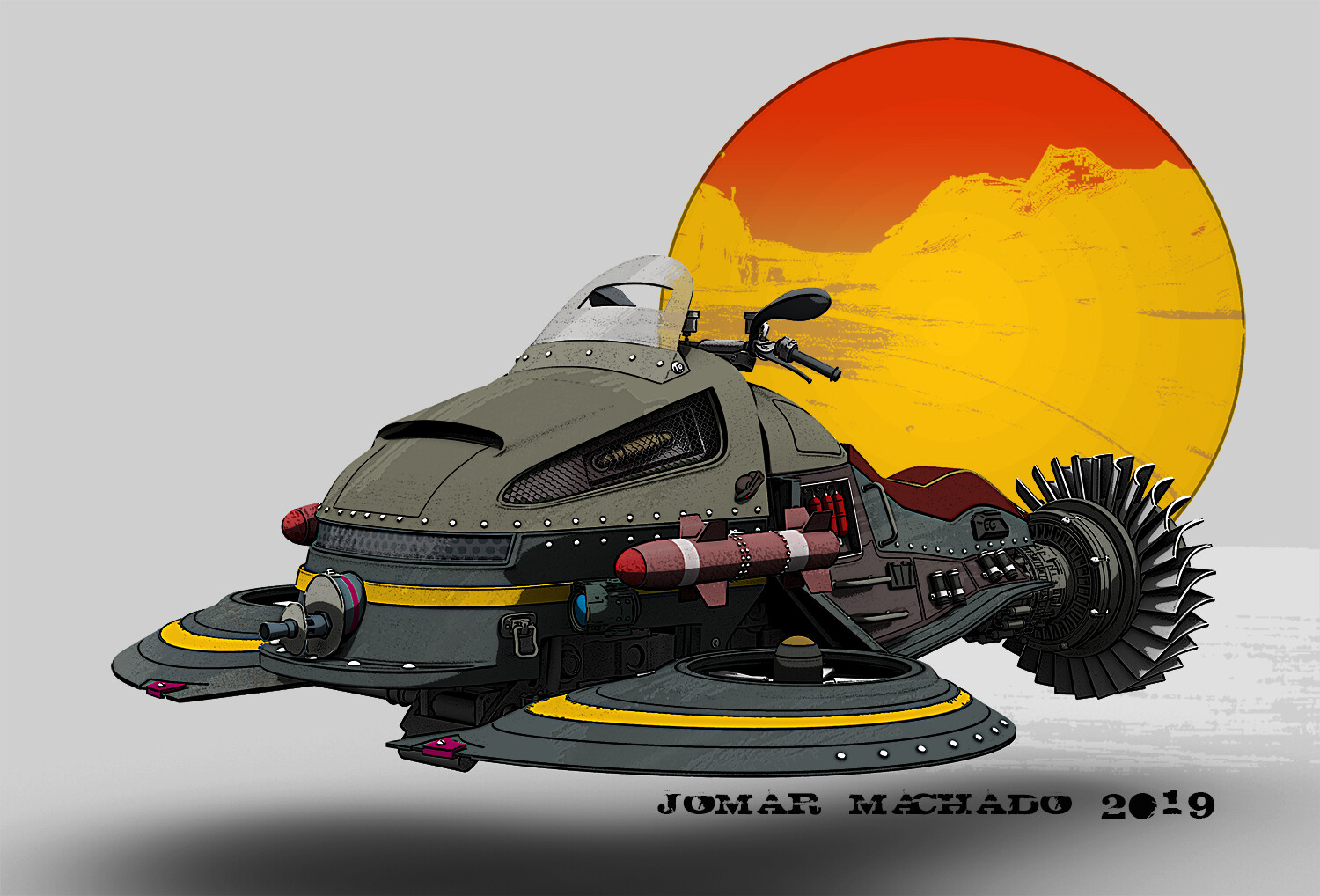 ArtStation - From my garage's window... Flying Bike (color version)